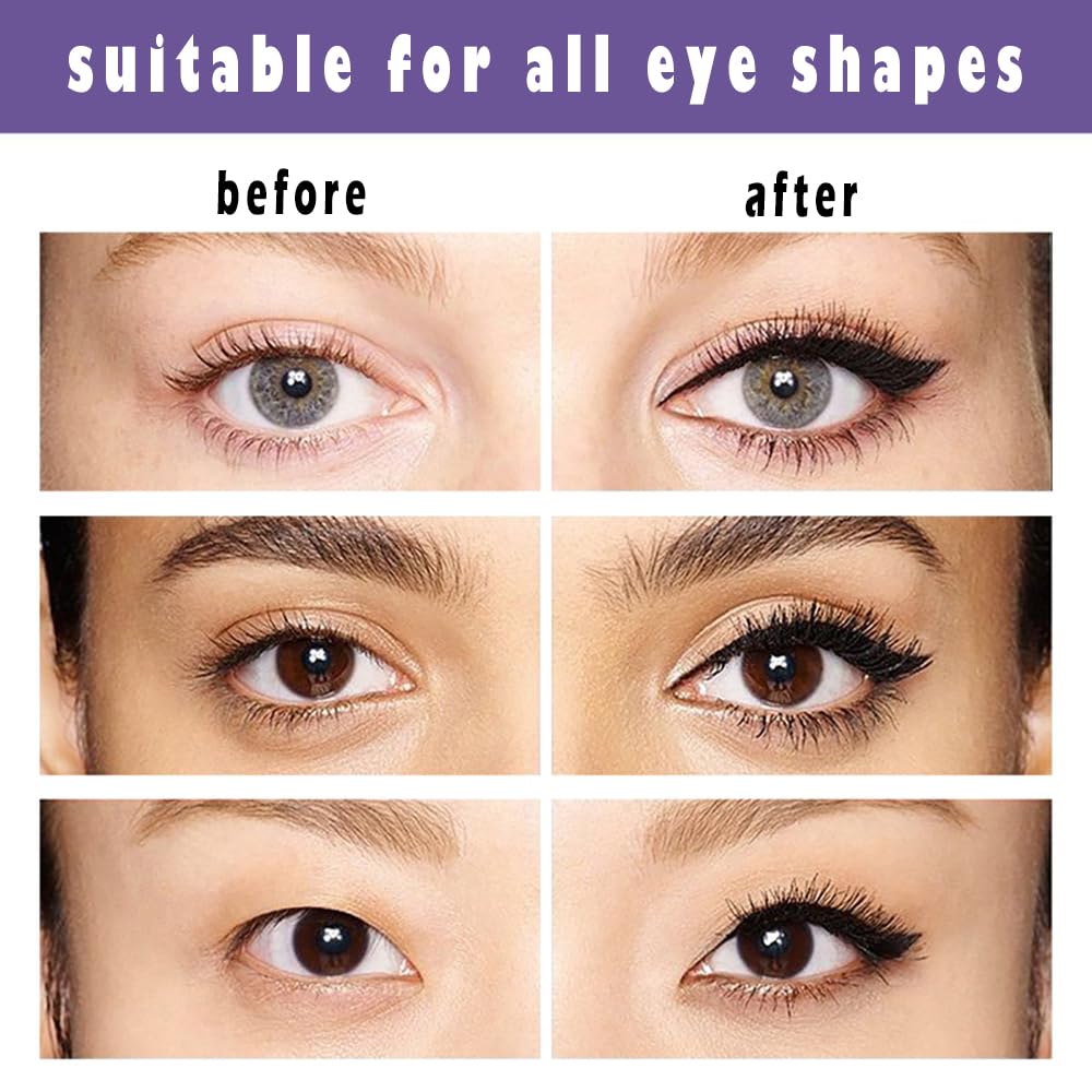 Winged Black Liquid Eyeliner Set - 4 PCs Dual Ended Matte Eye Liner Pen & Wing Stamp, Long Lasting and Smudge Proof Eye Makeup for Women