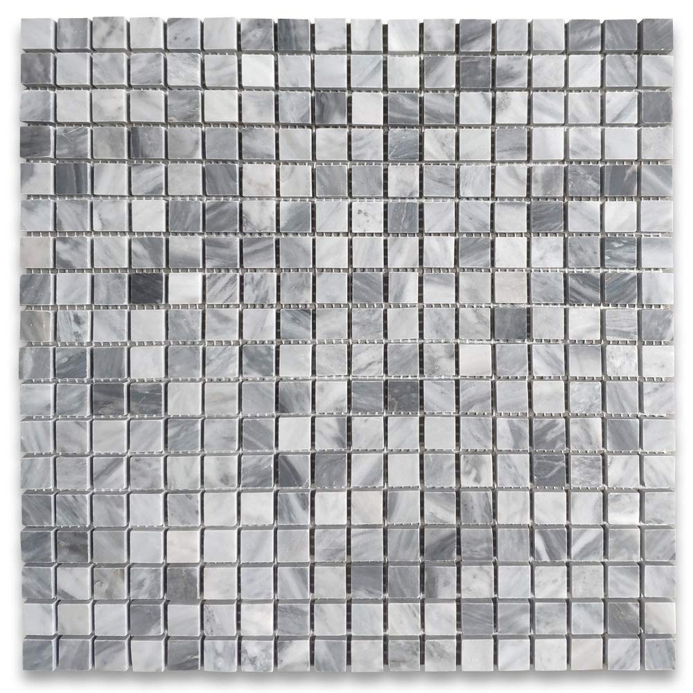 Stone Center Online Bardiglio Gray Marble 5/8x5/8 Square Mosaic Tile Polished Kitchen Bath Wall Floor Backsplash Shower (1 Sheet)