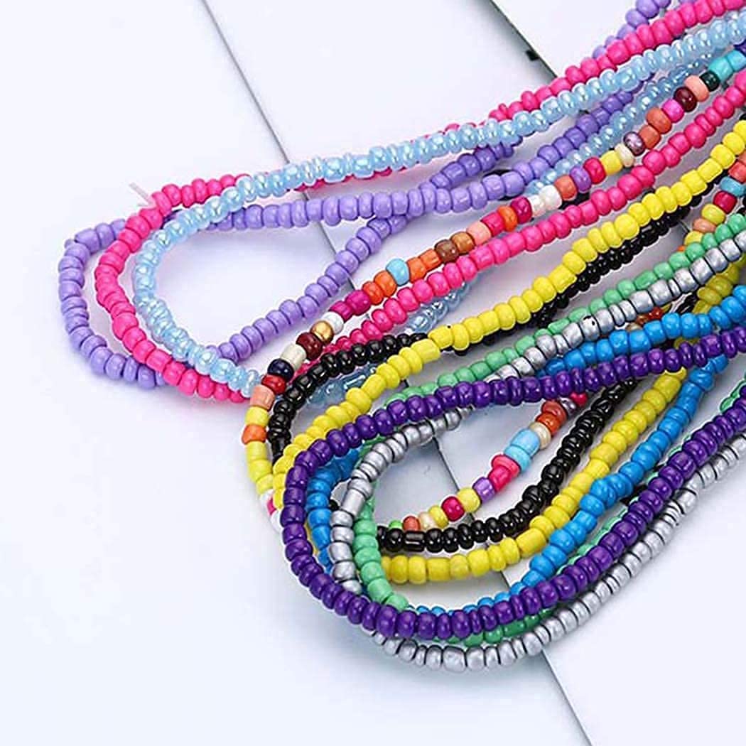 Victray Beads Belly Chain African Beaded Waist Chains Layered Bikini Chain Beach Waist Accessories 10 Pack for Women