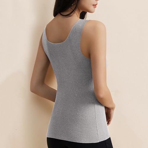Thermal Underwear Tank Tops Lined Base Layer Cold Weather Winter Thermal Shirts Long Thermal Undershirts (Grey, L)