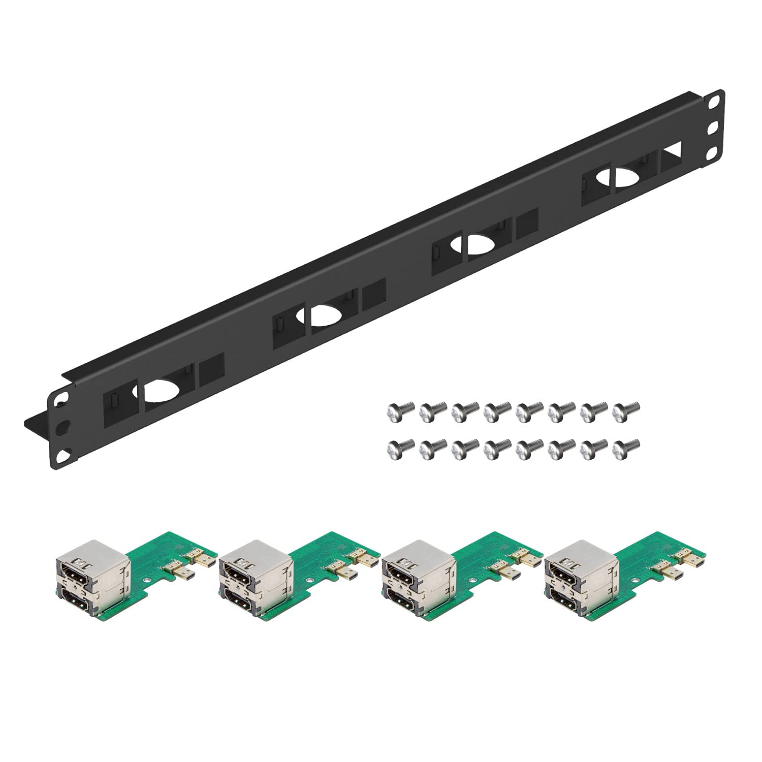 UCTRONICS for Raspberry Pi Rack with Micro HDMI Adapter Boards, 19" 1U Rack Mount Supports 1-4 Units for Raspberry Pi 4 Model B