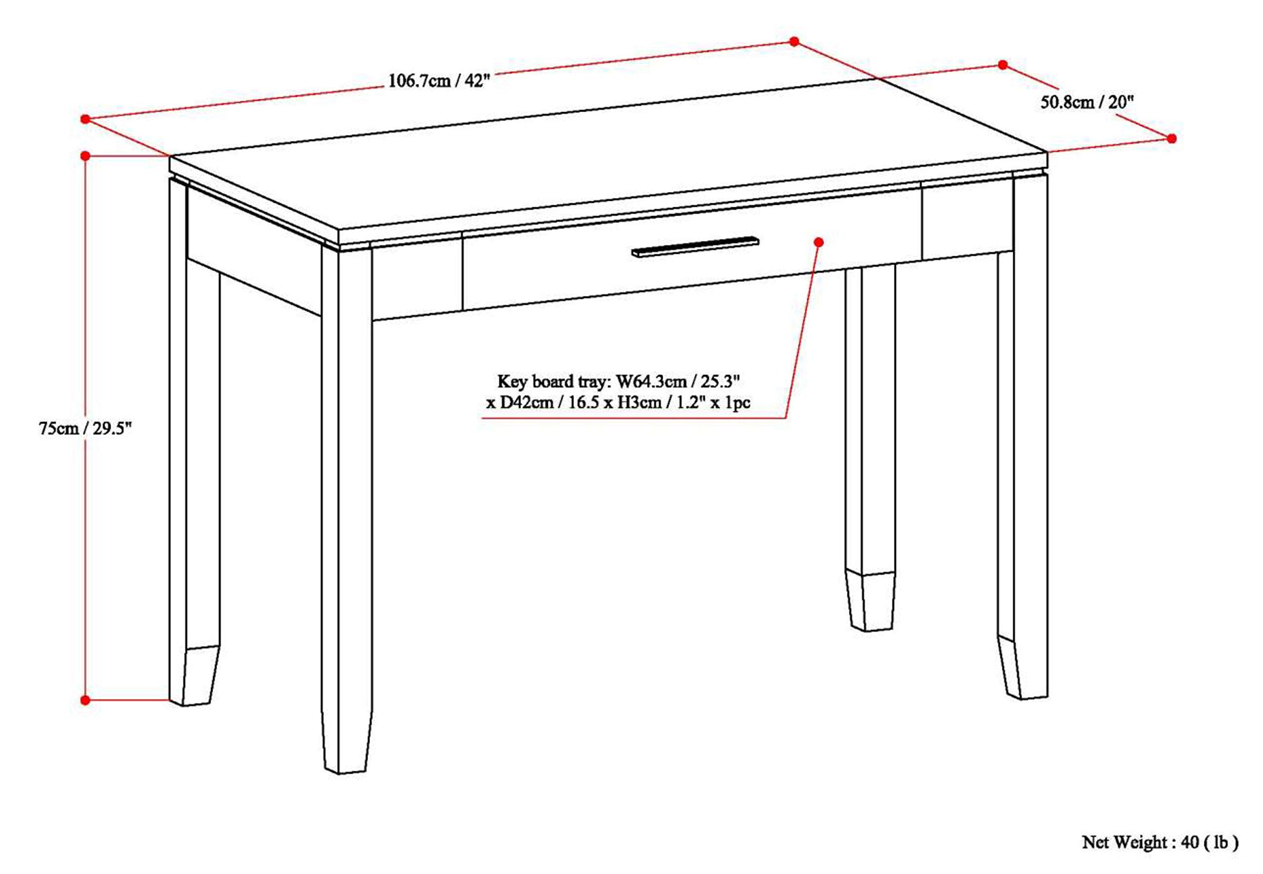 SIMPLIHOME Cosmopolitan SOLID WOOD Contemporary Modern 42 inch Wide Home Office Desk, Writing Table, Workstation, Study Table Furniture in White