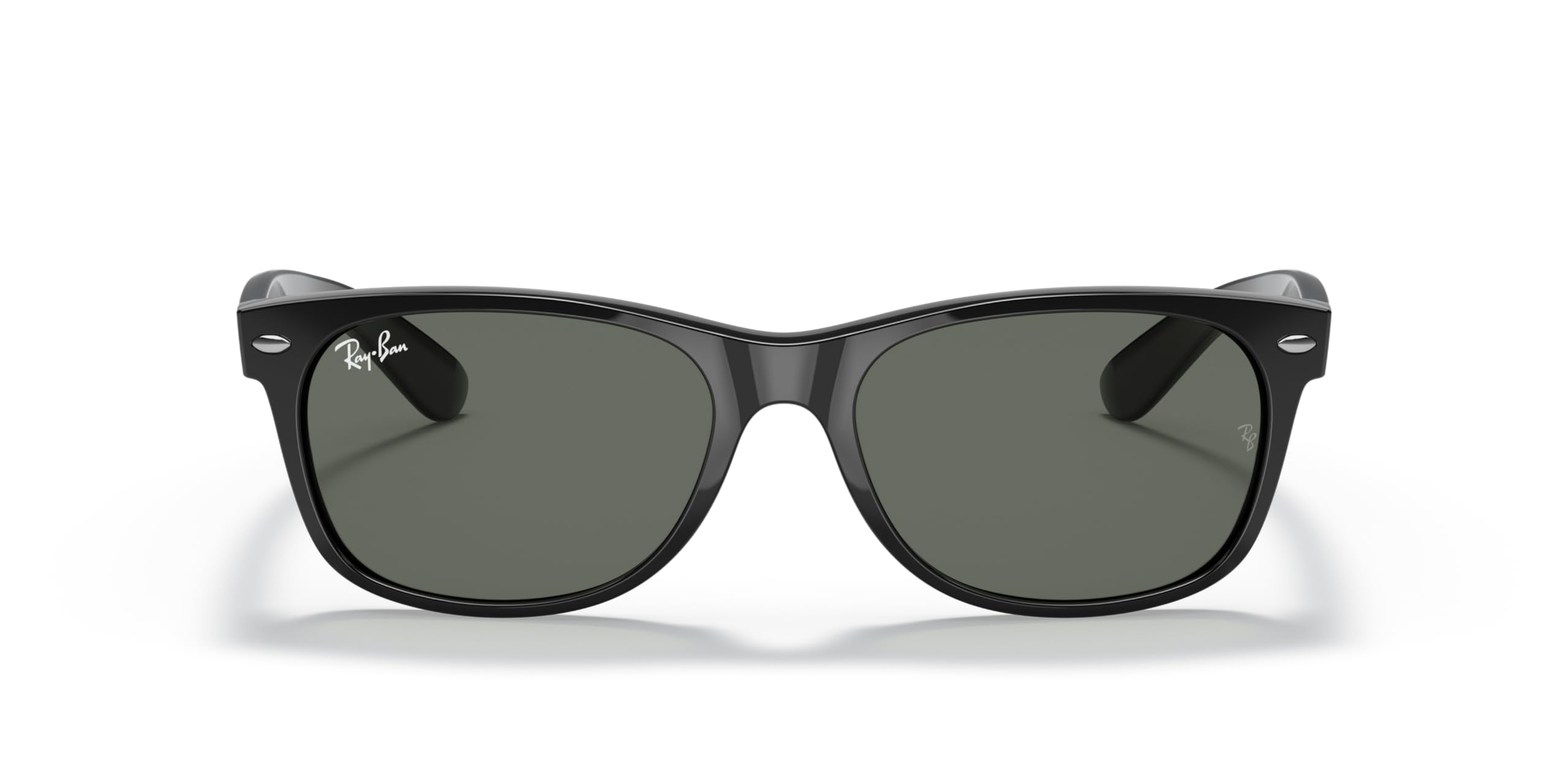 Ray-Ban RB2132 New Wayfarer Square Sunglasses, Black/G-15 Green, 55 mm