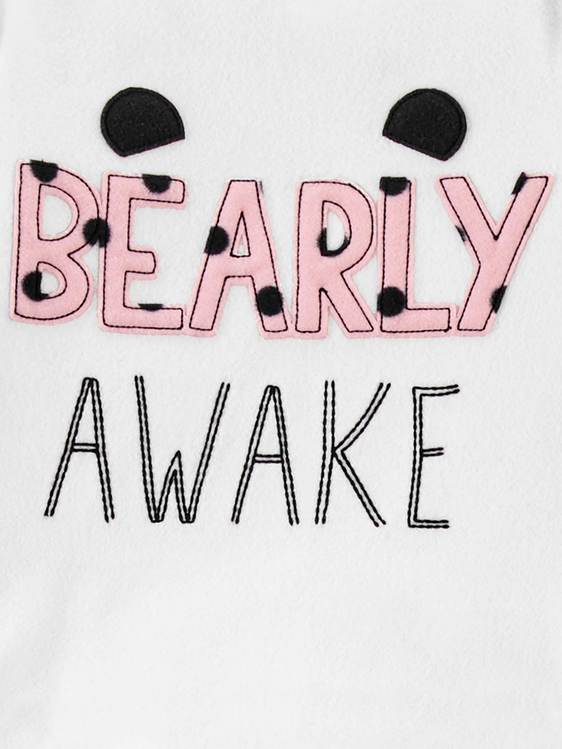 Simple Joys by Carter's Girls' 4-Piece Pajama Set (Cotton Top & Fleece Bottom), Grey Panda/Pink Donut/White Text Print/Dots, 3T