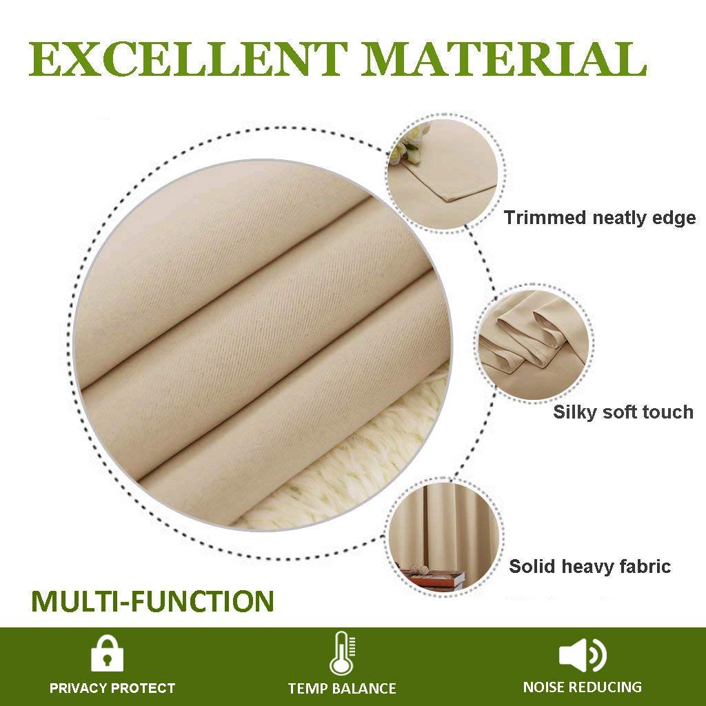 White House Linen Solid Blackout Curtains Double Pinch Pleated for Doors & Windows with Ring Added Hook 100% Polyester Blend (Beige, 120 Inch Wide by 96 Inch Long- 1 Panel)