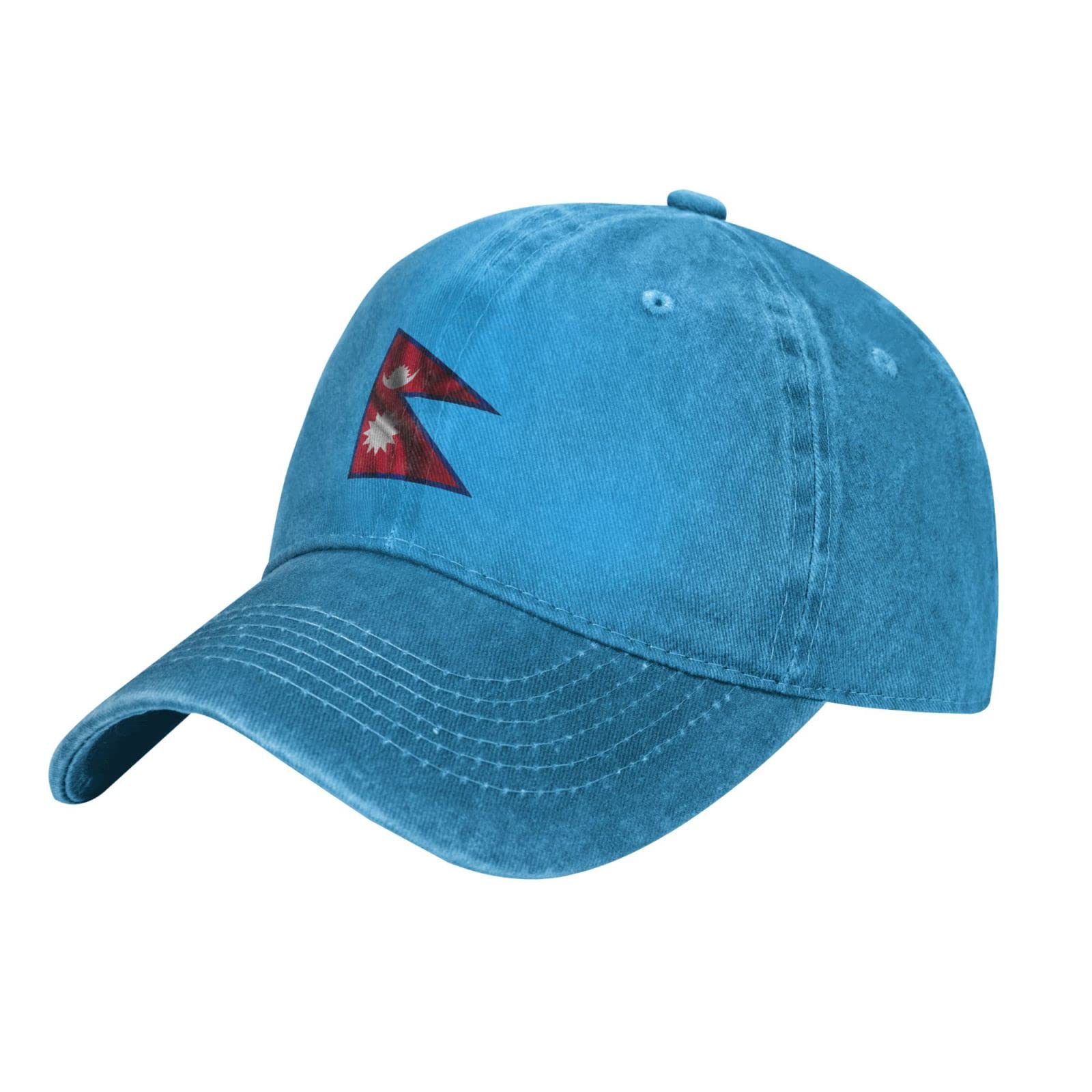 Silk Style Flag of Nepal Baseball Cap for Men Women Hats Adjustable Vintage Washed Cotton Dad Hat Blue