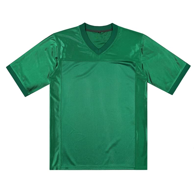 yuepang Blank Football Jersey for Men, Mesh Polyester Plain Sports T-Shirt Hip Hop Jersey S-4XL Green