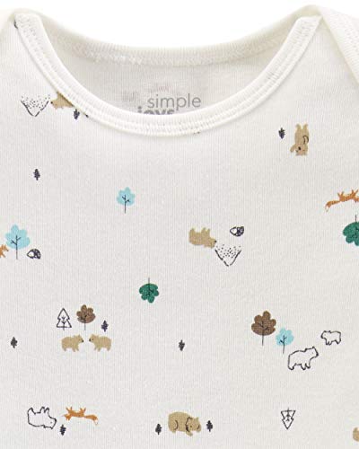 Simple Joys by Carter's Baby Boys' 5-Pack Long-Sleeve Bodysuit, Bear/Forest Animals/Stripe, 24 Months