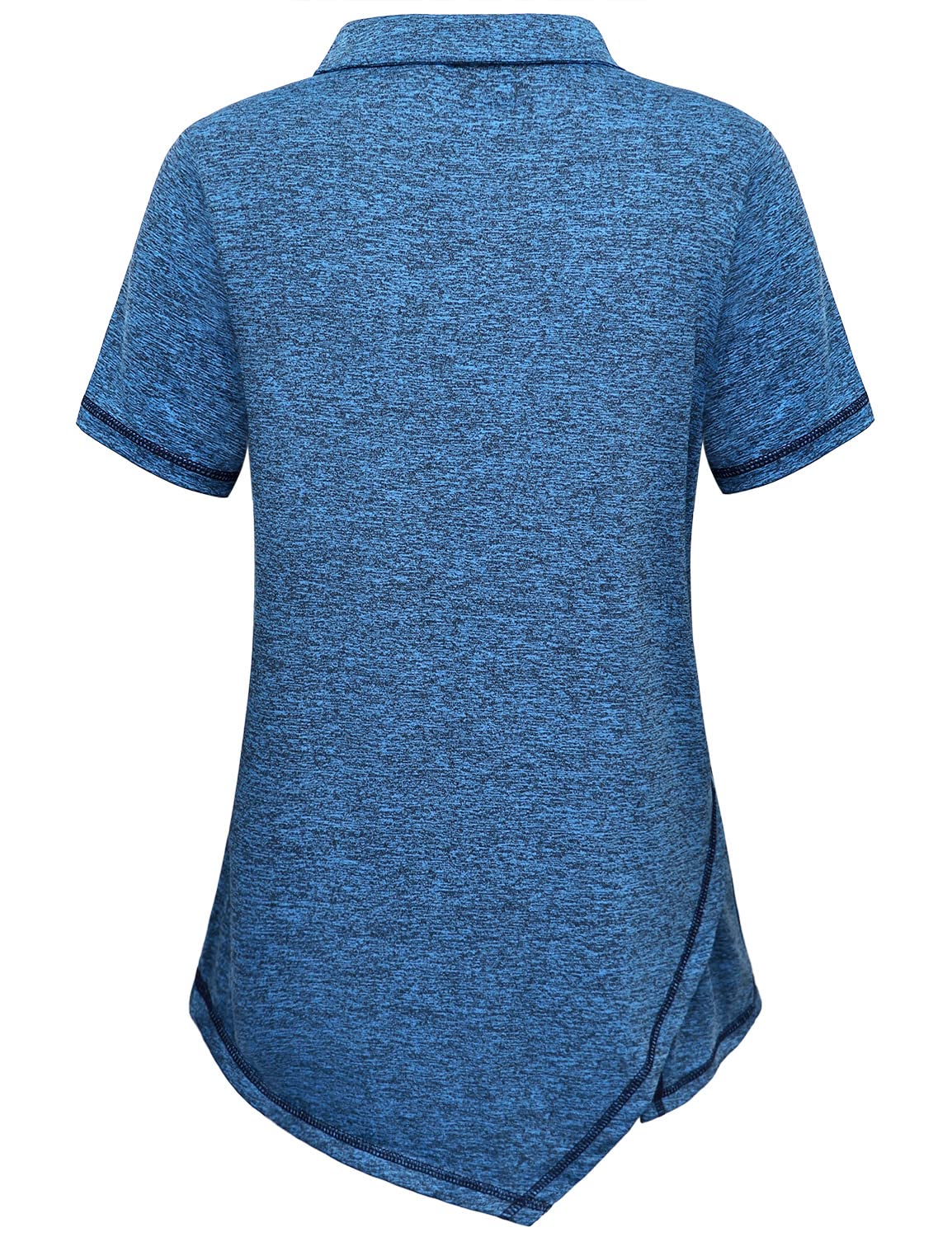 Yetskeslea Womens V Neck Golf Polo Shirts Short Sleeve Sport Shirt Workout Tops Blue L