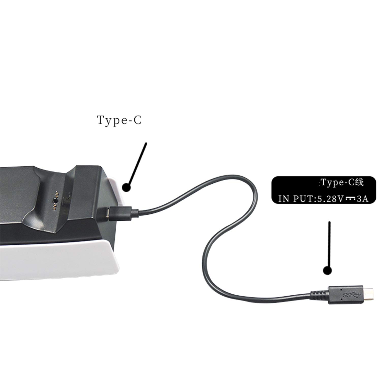 USB Charger Station for PS5 Controller, Charging Dock Compatible with Playstation 5 Dualsense.