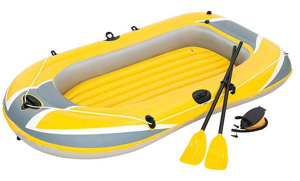WSHZ Tandem Kayak, 7 FT Raft Inflatable Kayak,with 46-Inch Oars and Air Pump Kayak Inflatable Set,for Angler, Includes Paddle, Hard Mounting Points, Bungee Storage