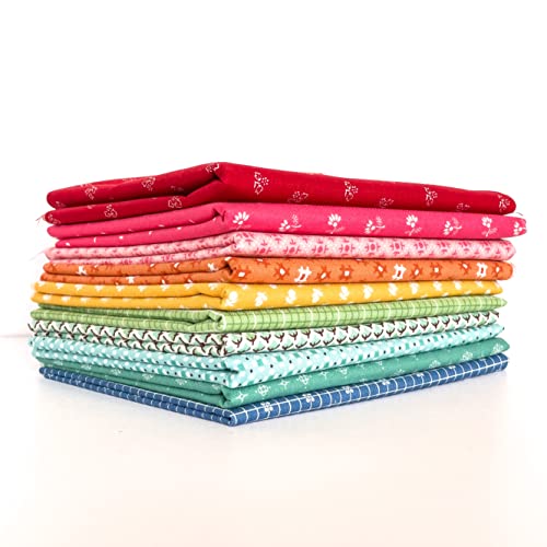 Prim Fat Quarter Bundle (10 Pieces) by Lori Holt for Riley Blake 18 x 21 inches (45.72 cm x 53.34 cm) Fabric cuts
