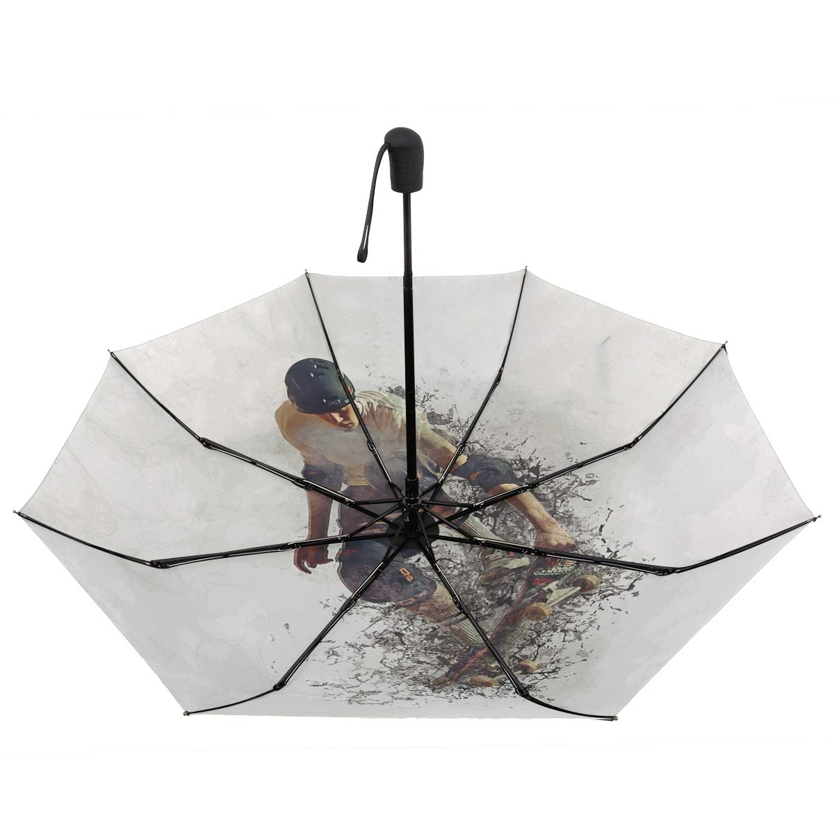 SUSINO Skateboarding Compact Travel Umbrella Windproof Automatic Open Close Pattern Graphic Folding Umbrellas for Women Men
