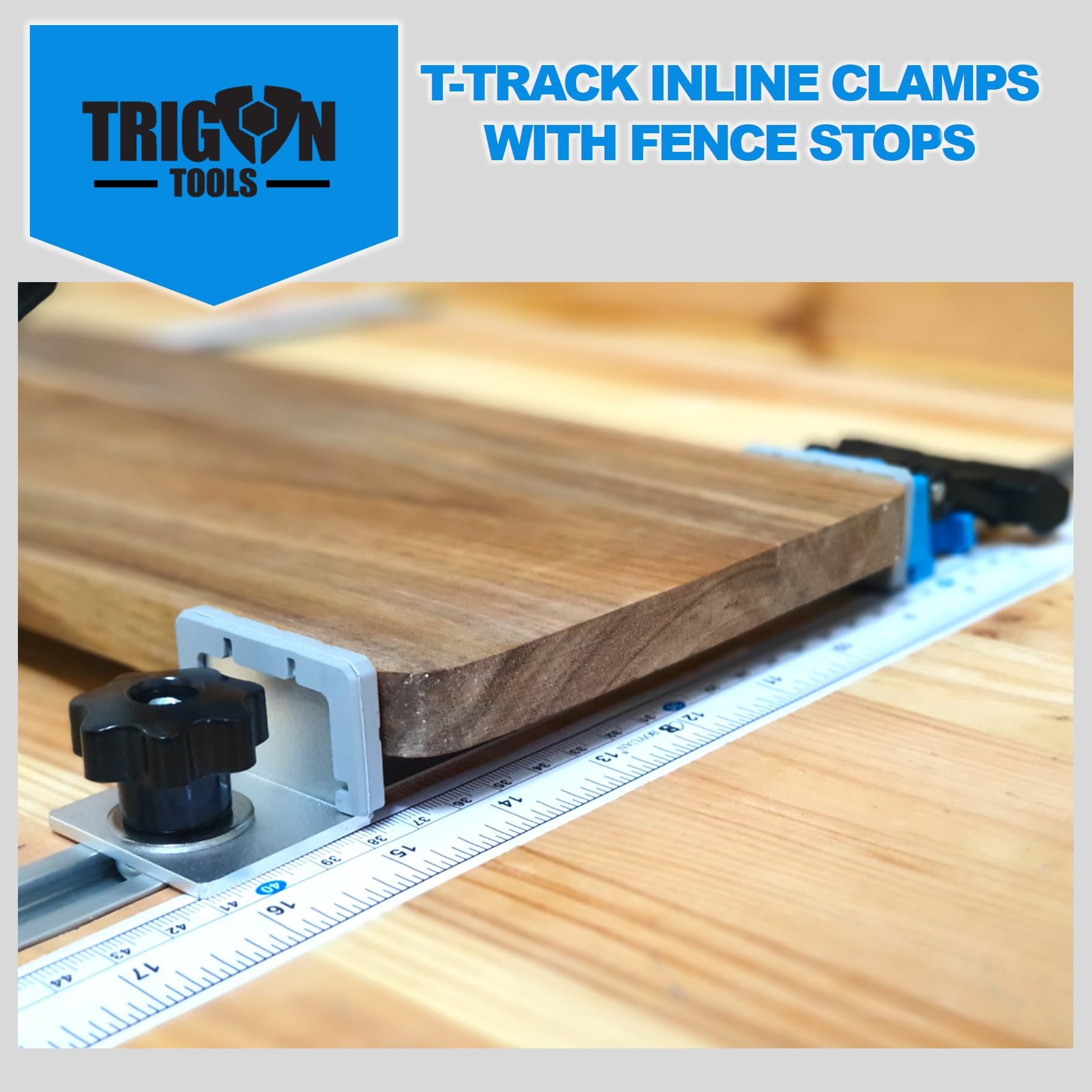 T-Track Clamp for Woodworking- for Universal T-Track Double Cut Profile (3/4ββ * 3/8ββ) | T Slot Clamp | T Track Vise | Inline Quick Release Woodworking Clamps, for Routing, Sanding, Drill Press, Jigs