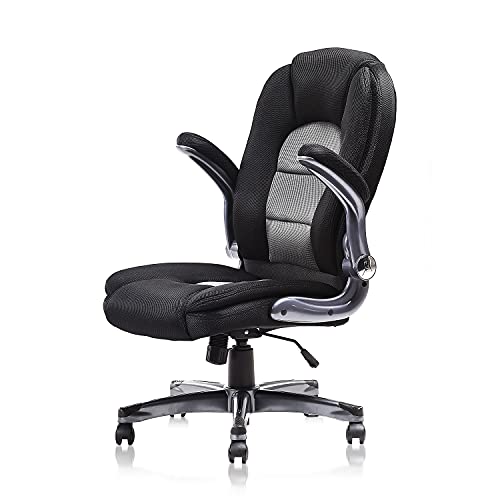 SP Mesh Office Chair Adjustable Tilt Angle and Flip-up Arms Executive Computer Desk Chair, Thick Padding for Comfort and Ergonomic Design for Lumbar Support (GY)