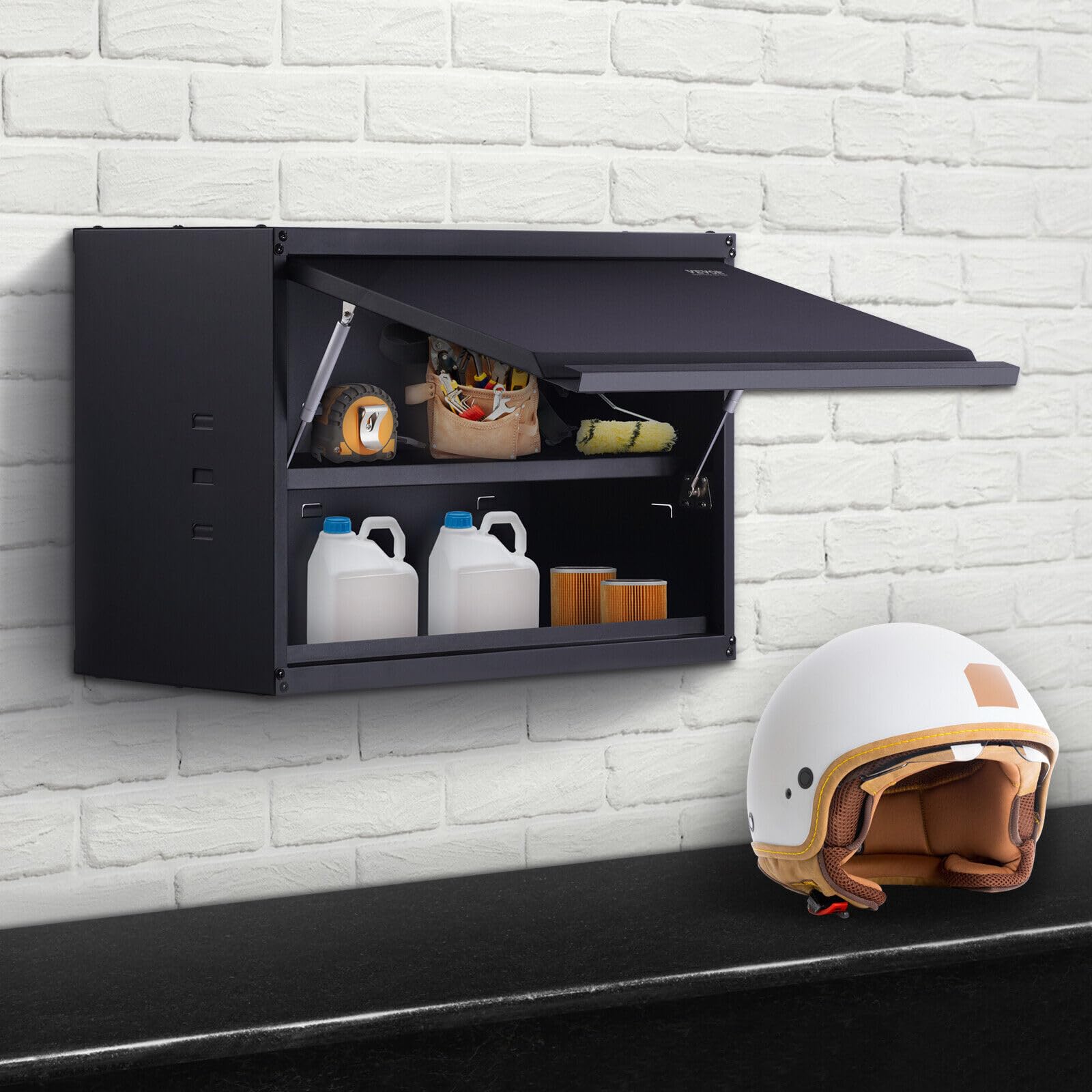 Sturdy Wall-Mounted Storage Cabinet with Adjustable Shelf, 120lbs Capacity, Perfect for Efficient Organization Black