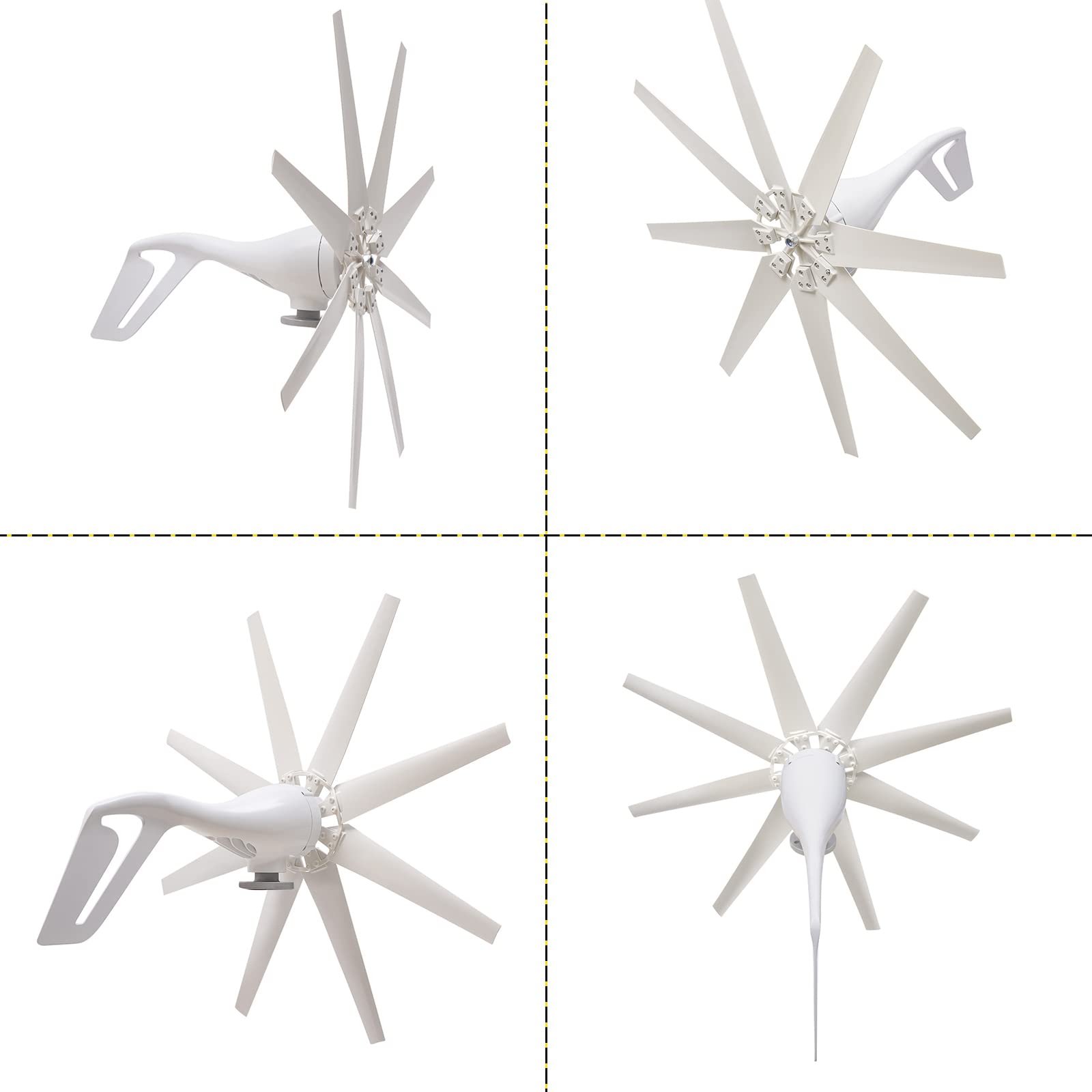 Wind System Windmill Turbine Generator Kit + Charge Controller (DC 12V - 600W - 8 Fan Blades)