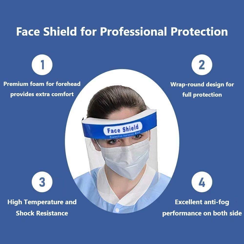 Suimiki 10pcs Transparent Safety Face Shield Reusable Protective Shield Cover Visor Anti-Saliva Double-Sided Anti-fog Dust-proof Windproof Full Face Cover