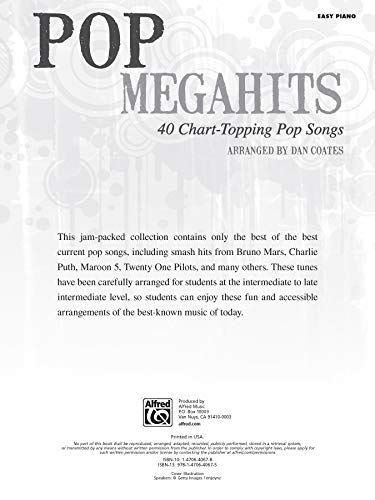 Pop Megahits: 40 Chart-Topping Pop Songs (Easy Piano)