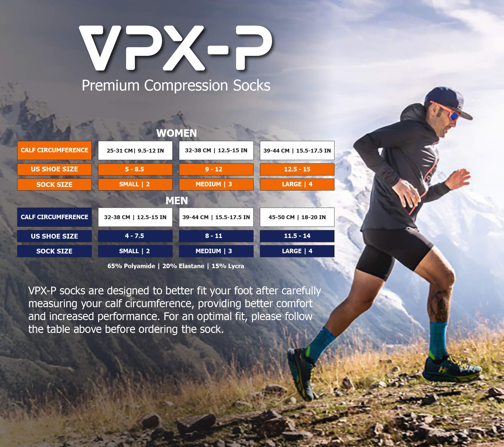 VPX-P Premium Compression Socks for Women and Men 20-30 mmHg β High Knee Compression Socks -For Flights, Running, Athletic, Nursing, Travel- Medias de Compression (Carolina Blue, Large-4)