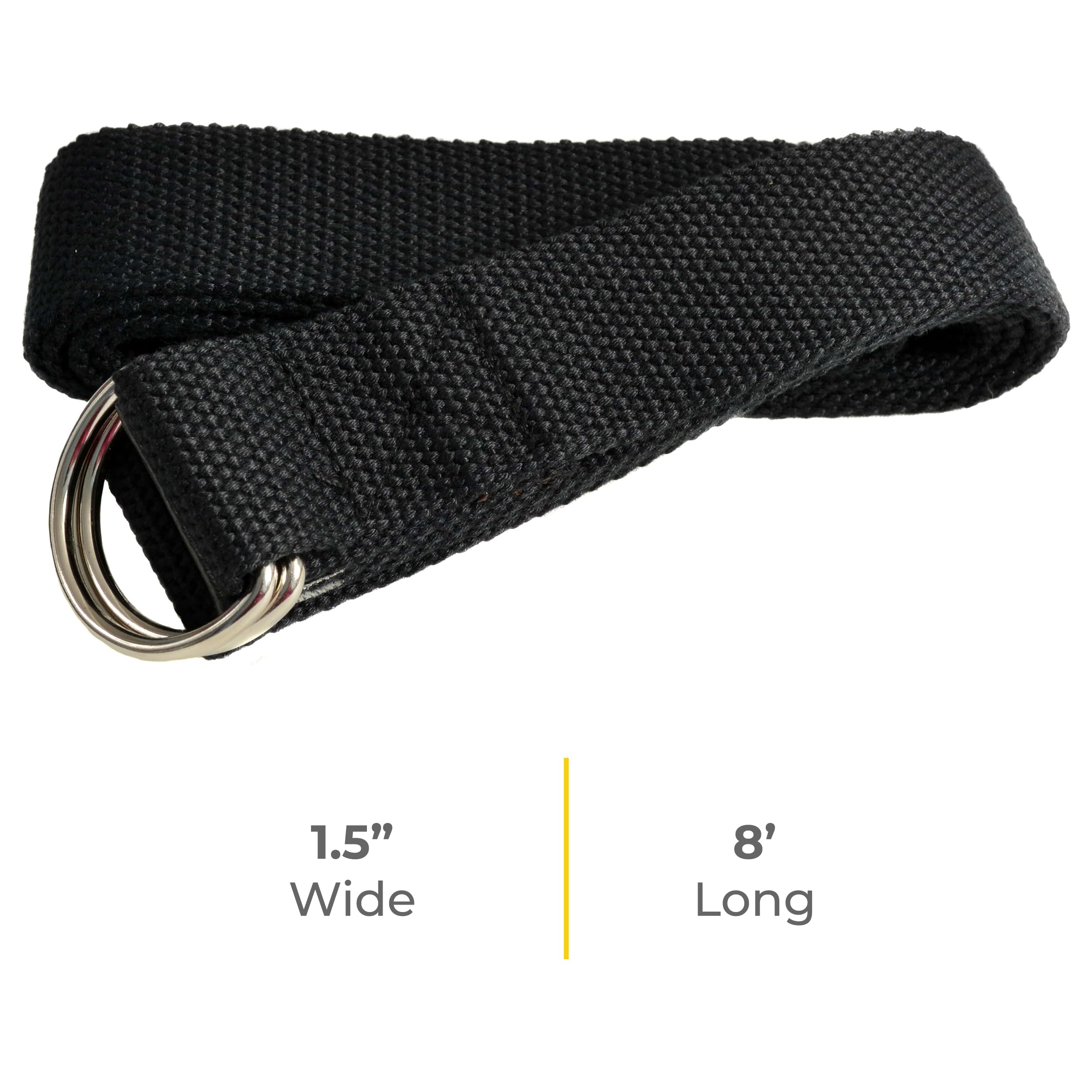 Sunshine Yoga 10-Pack Yoga Strap, 8-Foot Yoga Straps With Anti-Slip D-Ring Buckle, Adjustable Leg Stretching Strap for Muscle and Hamstring Stretch, Exercise Strap for Schools and Studios, Black