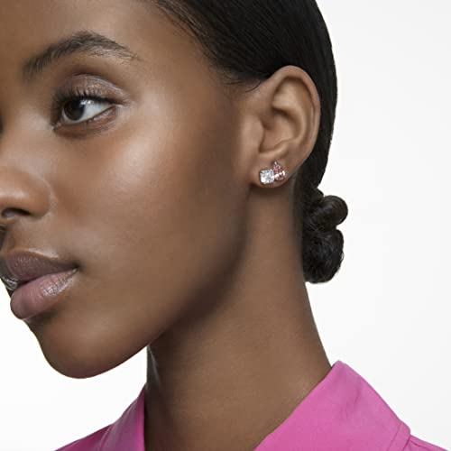 SWAROVSKI Attract Soul Stud Pierced Earrings with Clear and Pink Crystals on a Rhodium Plated Post