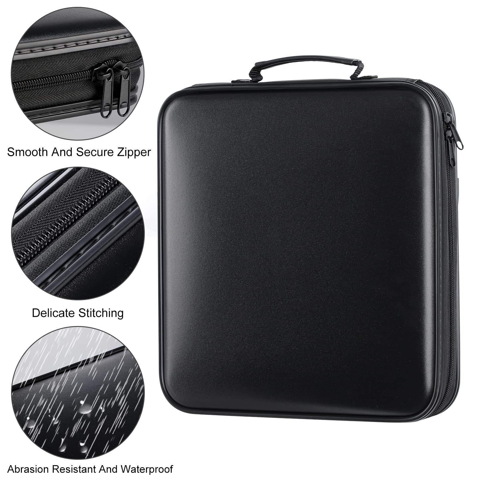 TIMCORR DVD Storage CD Case Holder: 160 Capacity CD Sleeves Black Disc Cases Binder for Car - CD Hard Organizer Box - Large DVD Wallet for Movie/Music/Game & Portable CD Book