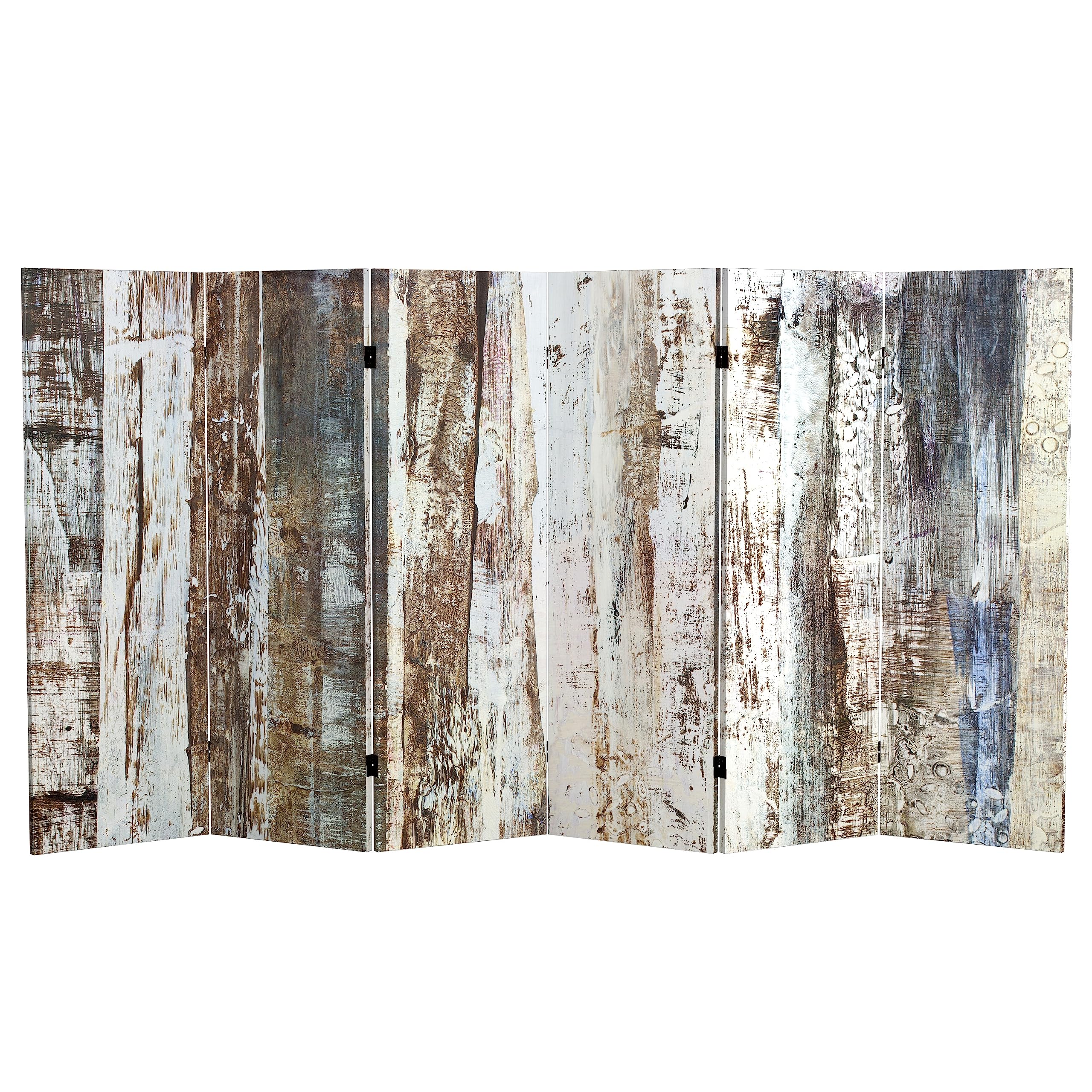 Red Lantern 4 ft. Short Double Sided Winter Woods Canvas Folding Screen 6 Panel Freestanding Partition and Separator for Modern and Contemporary Bedroom, Home Office, Studio, Dorm, Apartment