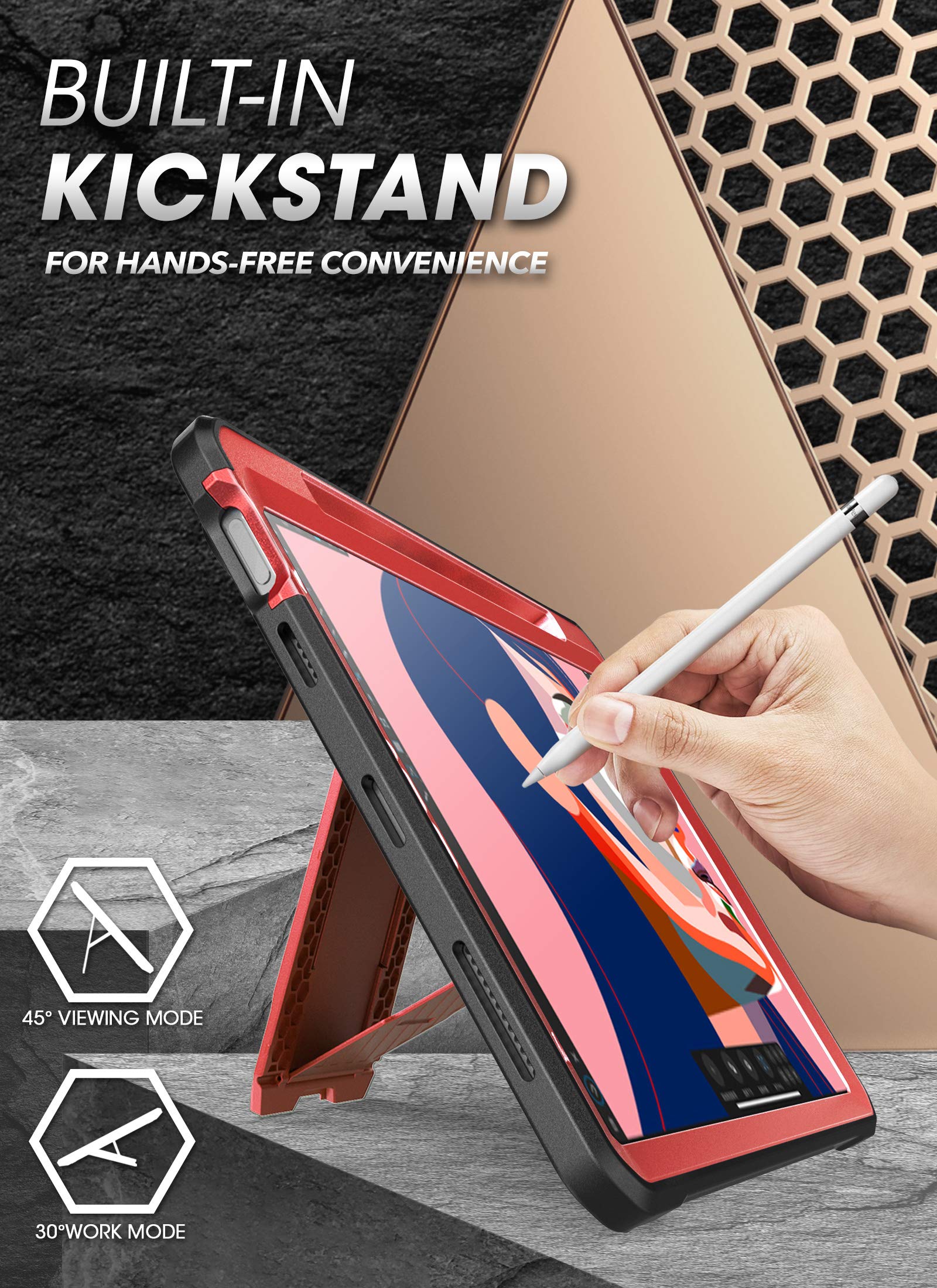 SUPCASE for iPad Air 5th Generation Case/iPad Air 4th Generation Case with Pencil Holder (Unicorn Beetle Pro), [Built-in Screen Protector & Stand] Rugged Case for iPad Air 5/4 10.9 Inch, Ruddy