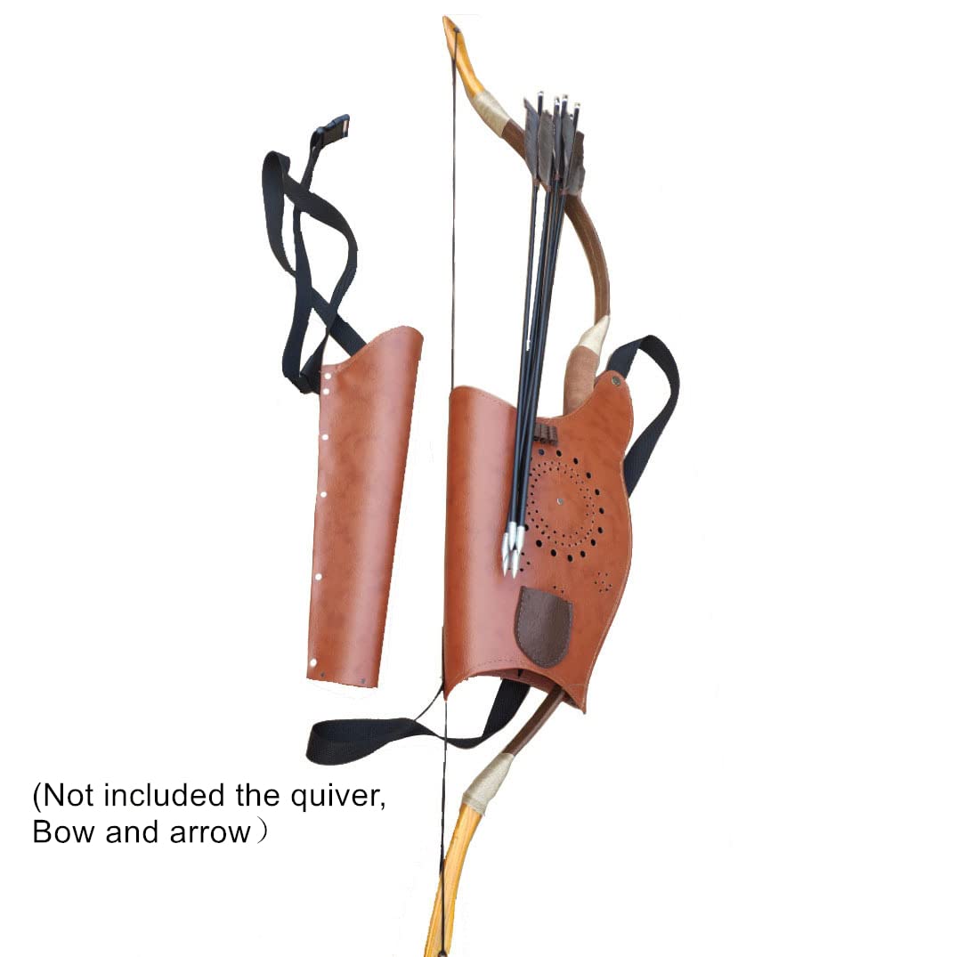 UNISTRENGH Archery Recurve Bow Case PU Leather Bow Bag for Traditional Recurve Bow Longbow (Dark Brown, For Adult (48 * 24cm))