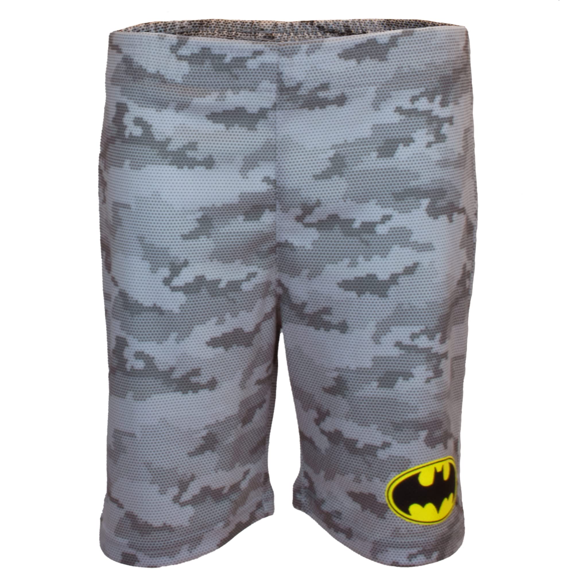 Warner Bros. Batman, The Flash, Justice League Boys Superhero Short Sleeve T-Shirt, Tank Top and Mesh Shorts Set (Batman Black/Yellow 2, 8)