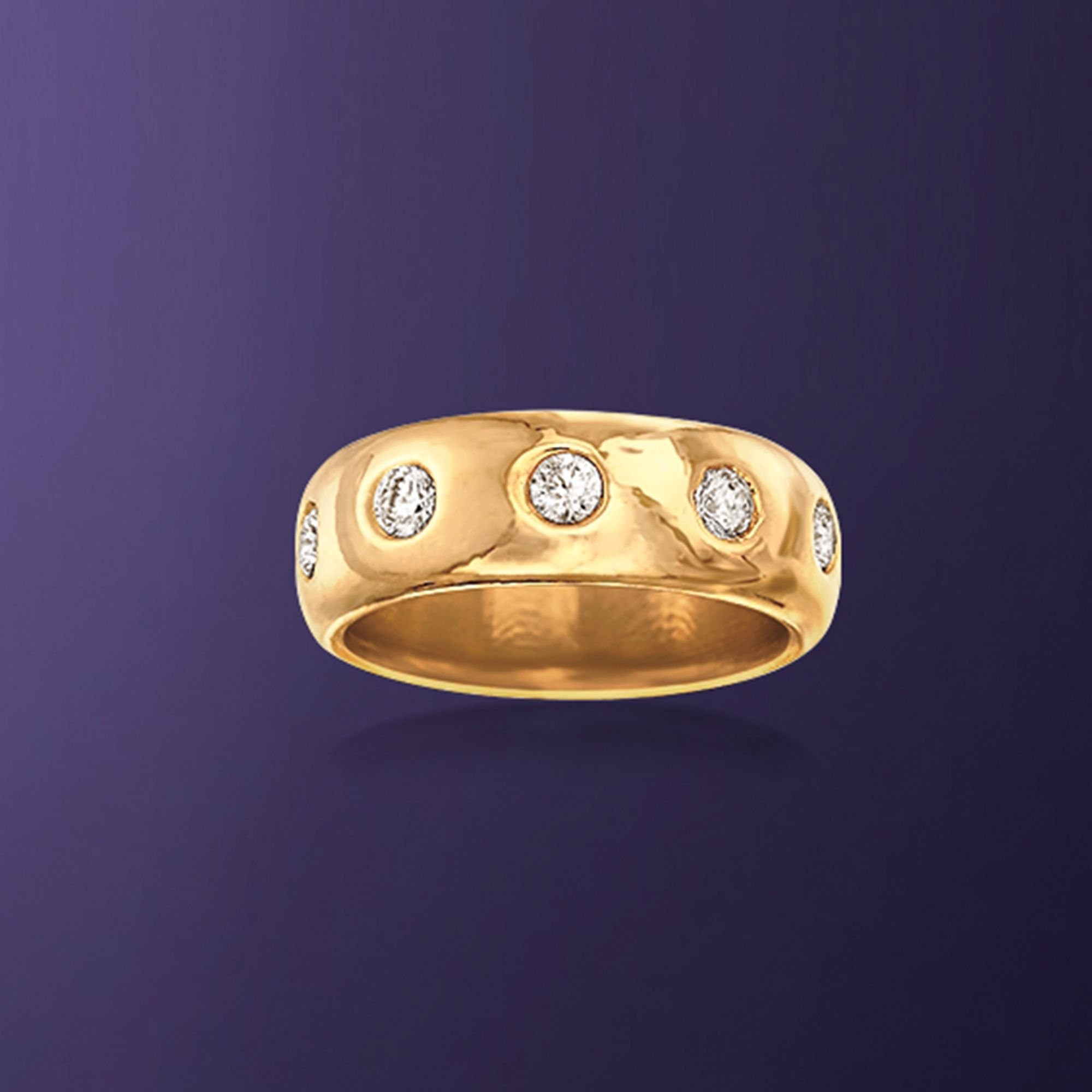 Ross-Simons Italian Andiamo 1.00 ct. t.w. CZ Ring in 14kt Yellow Gold Over Resin. Size 8