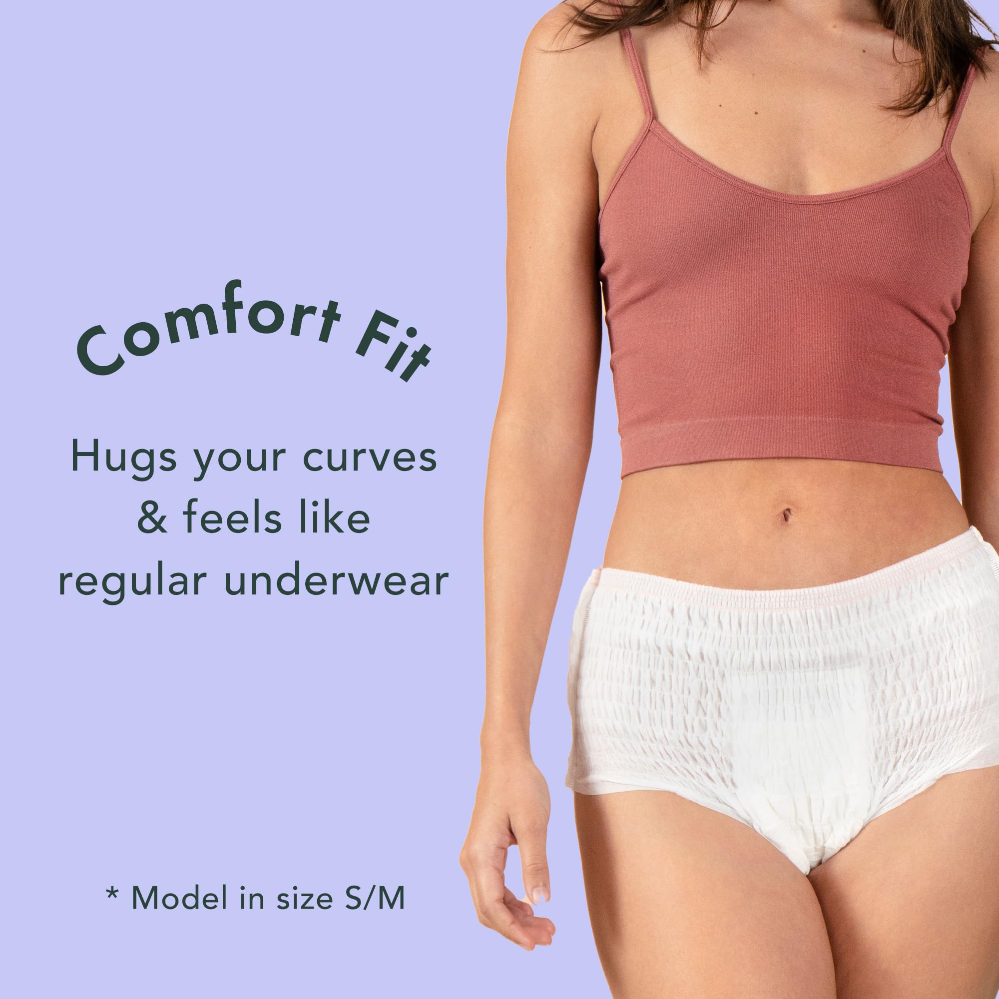 Rael Disposable Underwear for Women, Organic Cotton Cover - Incontinence Pads, Postpartum Essentials, Disposable Underwear, Unscented, Maximum Coverage (Size S-M, 20 Count)