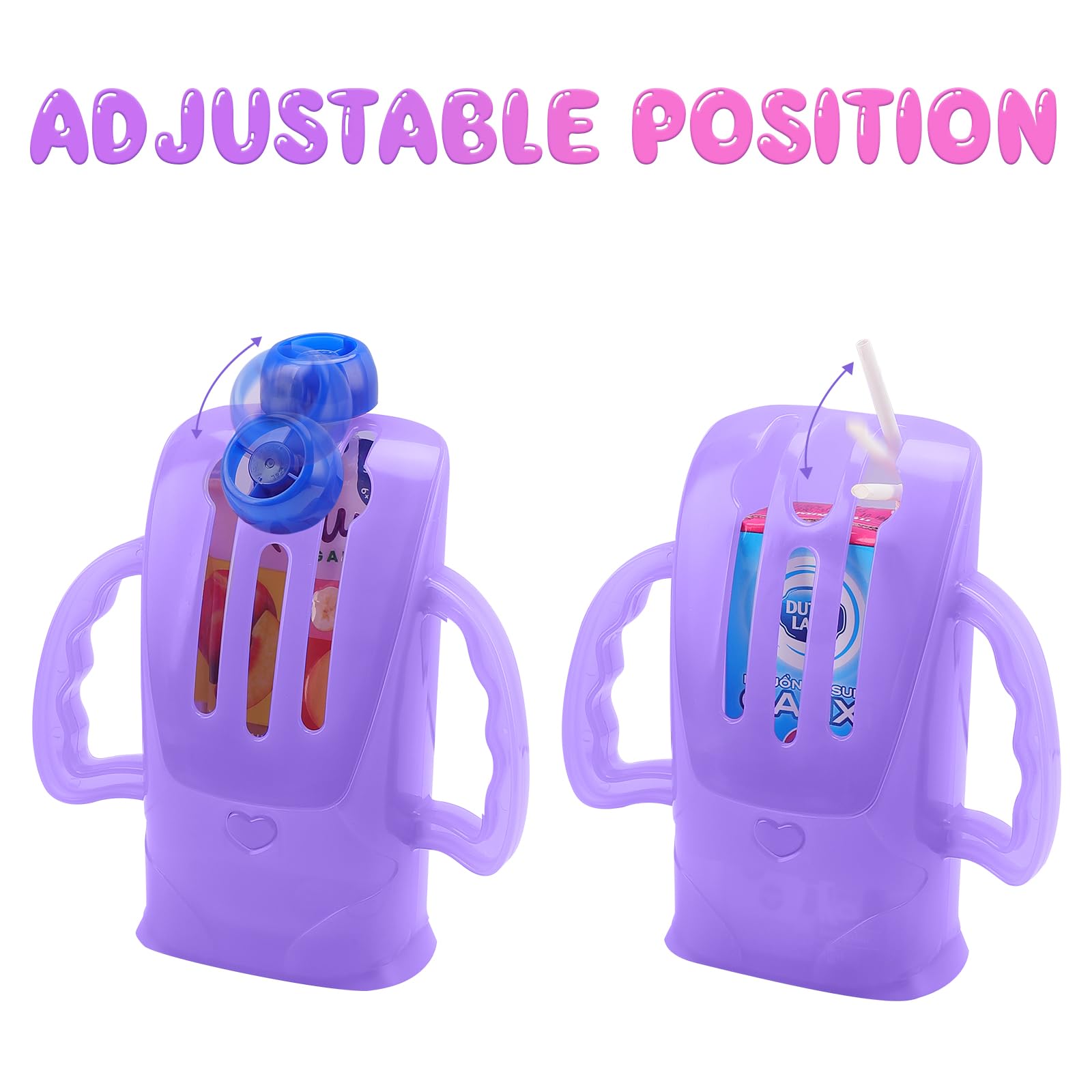 Squeeze Proof Holder for Food Pouches & Juice Boxes, Universal Multipurpose Design, Makes Baby More Fond of Self-Feeding, Prevent Messes, Food Safe (Purple)