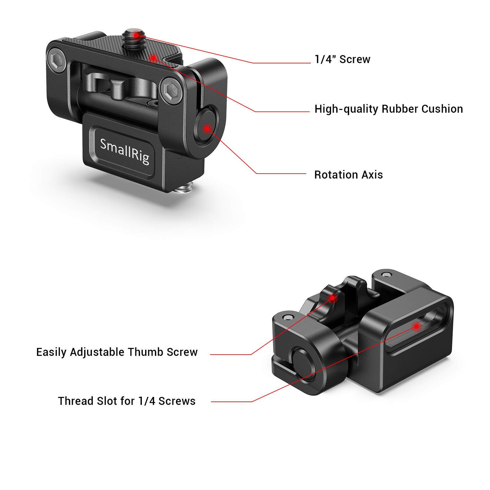 SMALLRIG Monitor Holder Mount for Camera Field Monitors, Friction Up to 180° - 1842