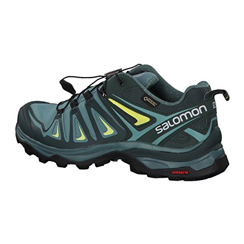 Salomon X Ultra 3 Gore-TEX Hiking Shoes for Women, Artic/Darkest Spruce/Sunny Lime, 9