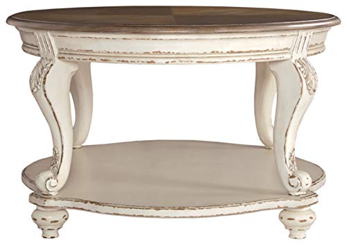 Signature Design by Ashley Realyn Casual Cottage Coffee Table, Antique White & Brown