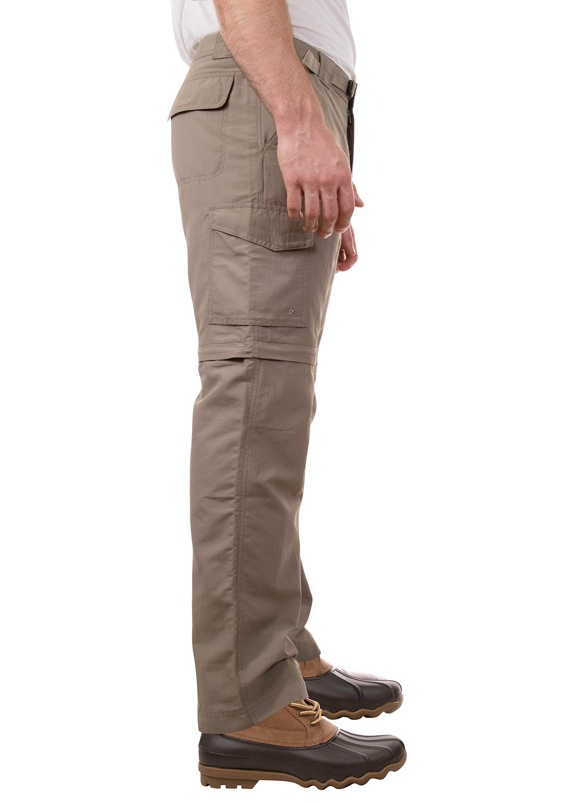 Swiss Alps Mens UPF 30+ Sun Protection Multi Pocket Convertible Pants, Khaki, 32/32