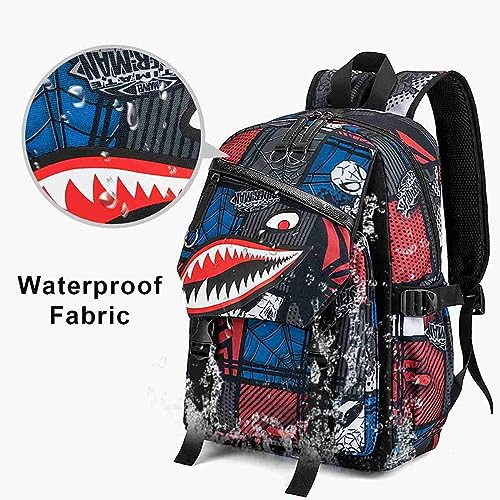 XKJFOTCY Shark Backpack for Boys, Fashion Multi-Functional Teens Bookbag, Laptop Backpack, Casual Daypack