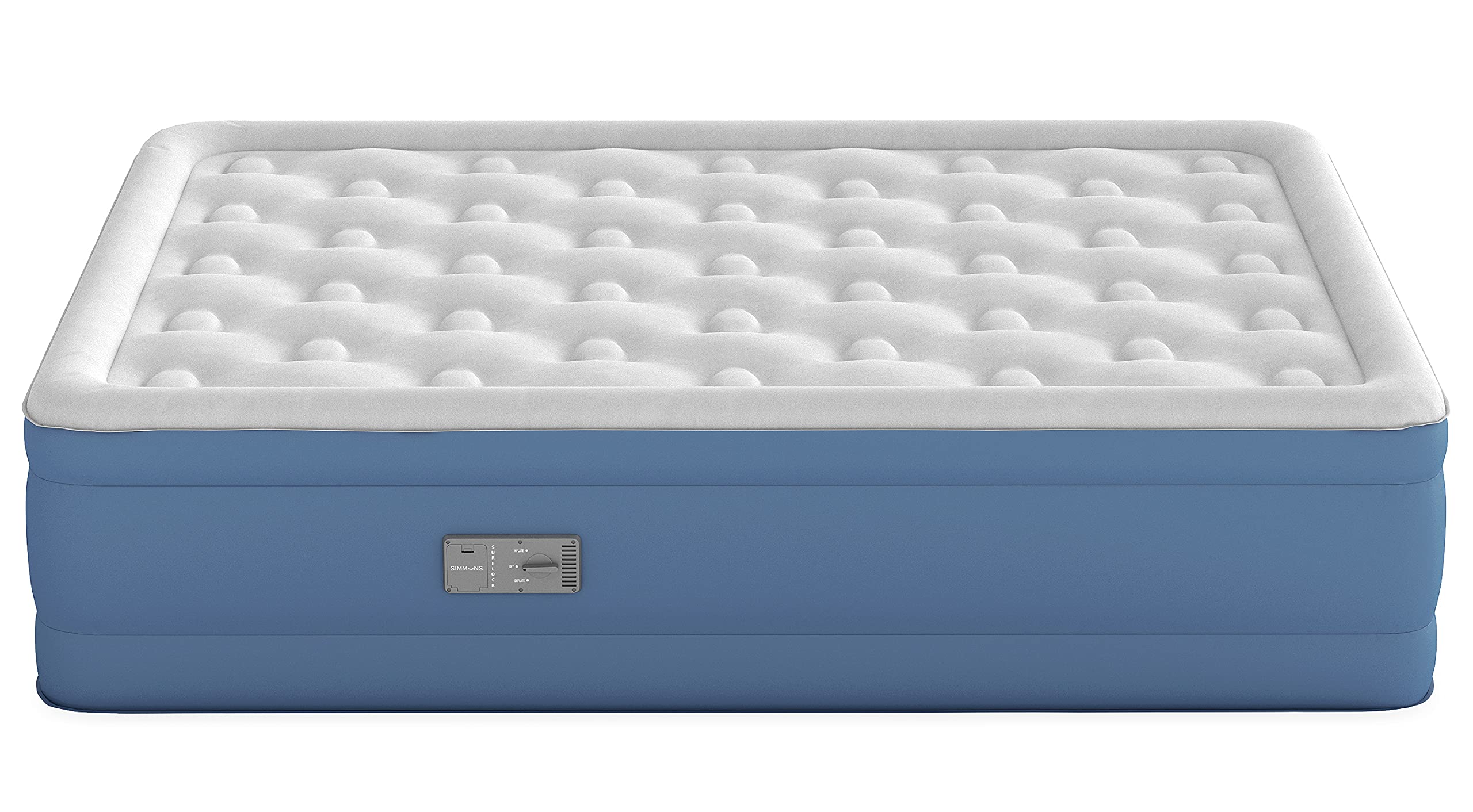 Simmons Rest Aire Mattress Air Bed with Side Built-in Pump and Soft Velveteen Topper, 17" Queen