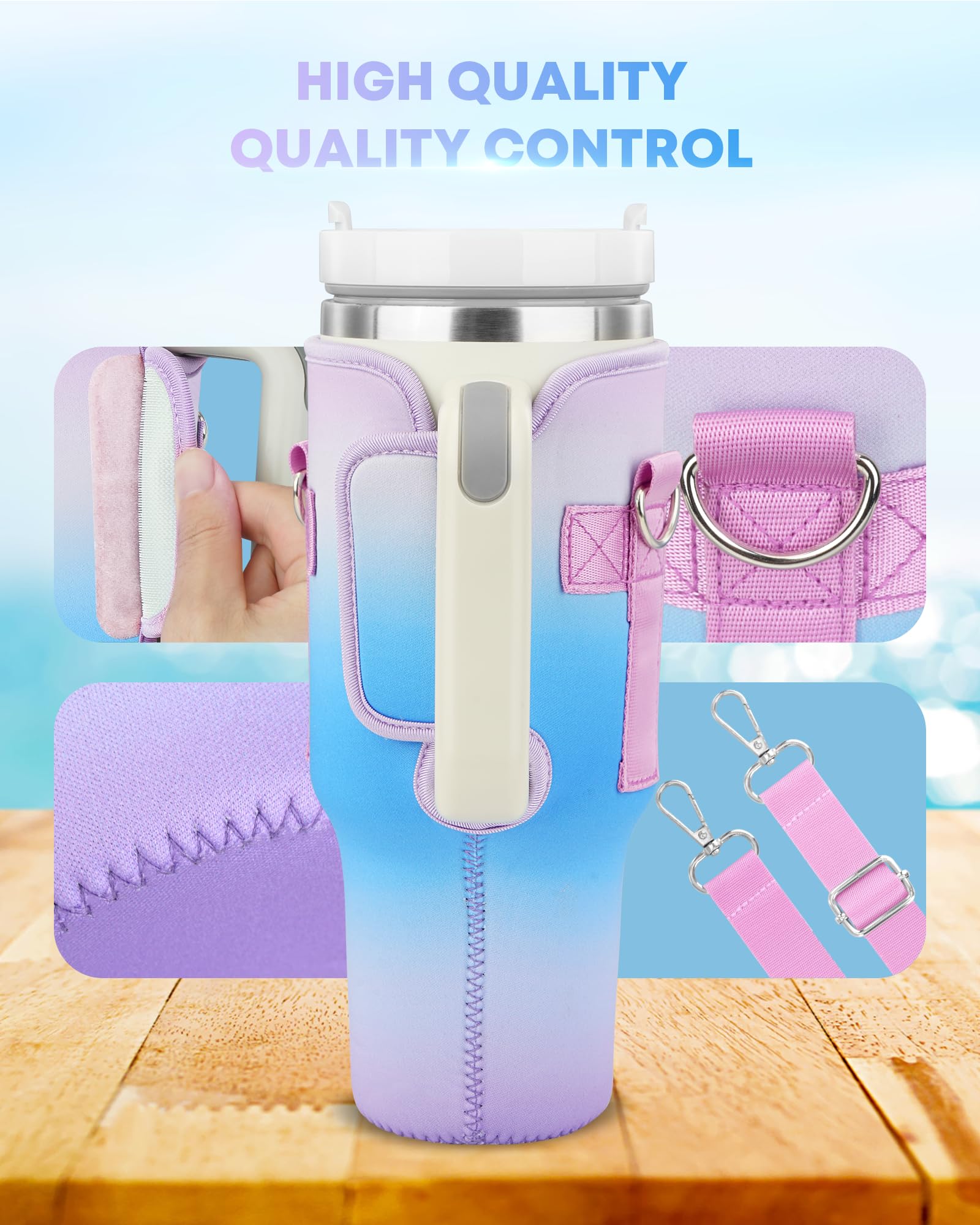 REX-SANTO Water Bottle Holder for Stanley Cup with Strap,Tumbler Accessories for Stanley 40 oz,Anti Drop and Leakage,Suitable for Sports and Outdoor Use(Tropical Fruit)(Cup Not Included)
