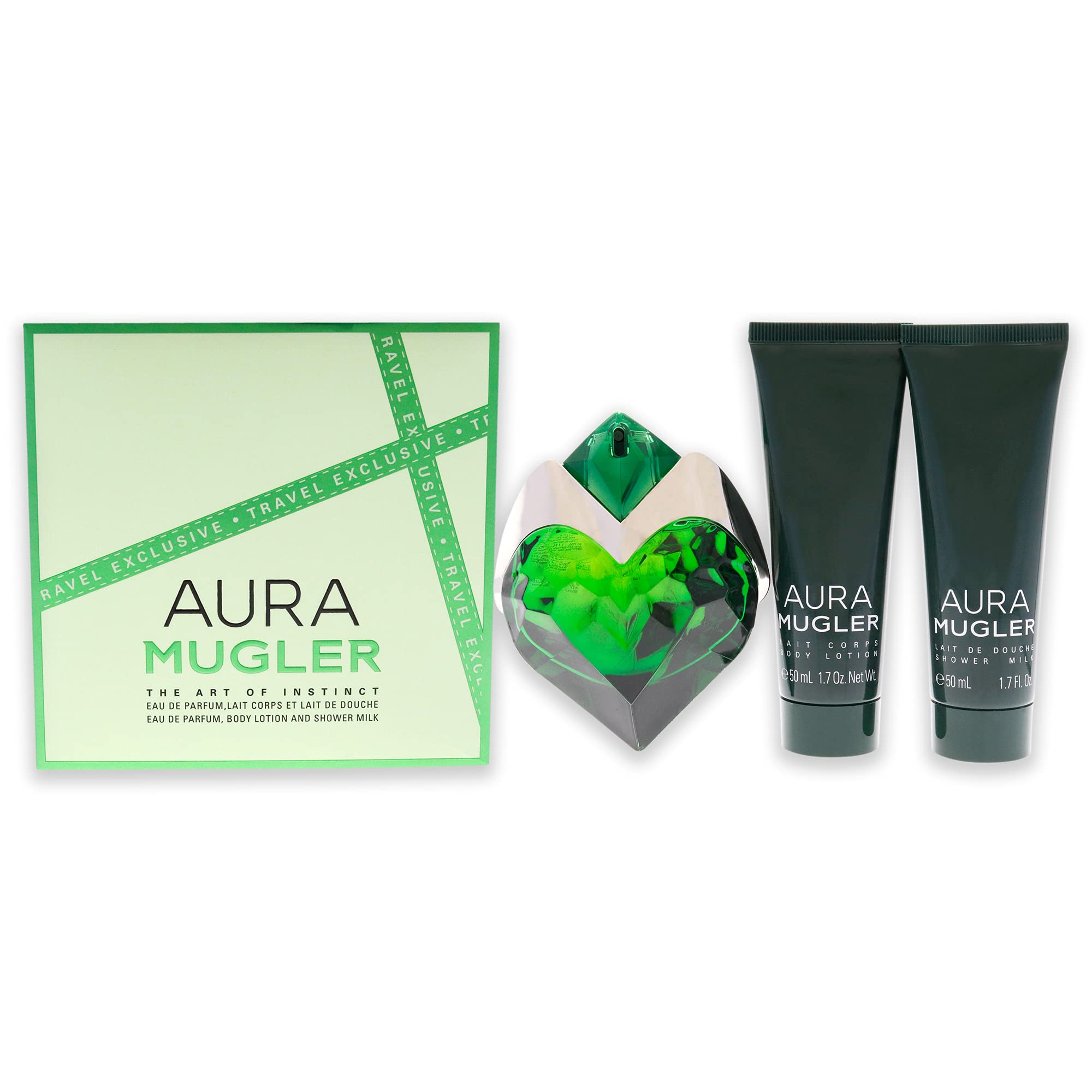 Thierry Mugler Aura Mugler Women 3 Pc Gift Set 1.7oz EDP Spray (Refillable), 1.7oz Body Lotion, 1.7oz Shower Gel