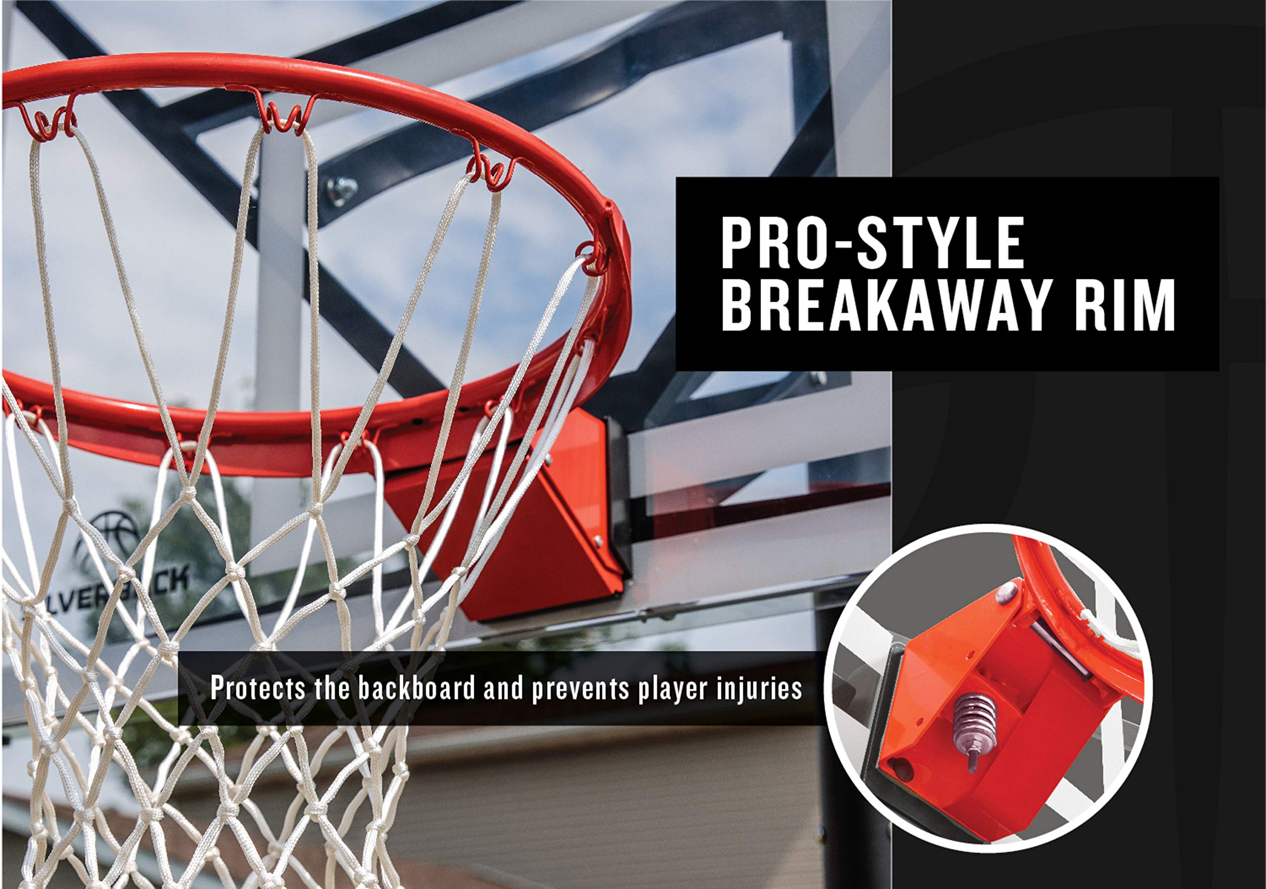 Silverback NXT 54" In-Ground Basketball Hoop with Adjustable-Height Backboard and QuickPlay Design , Black