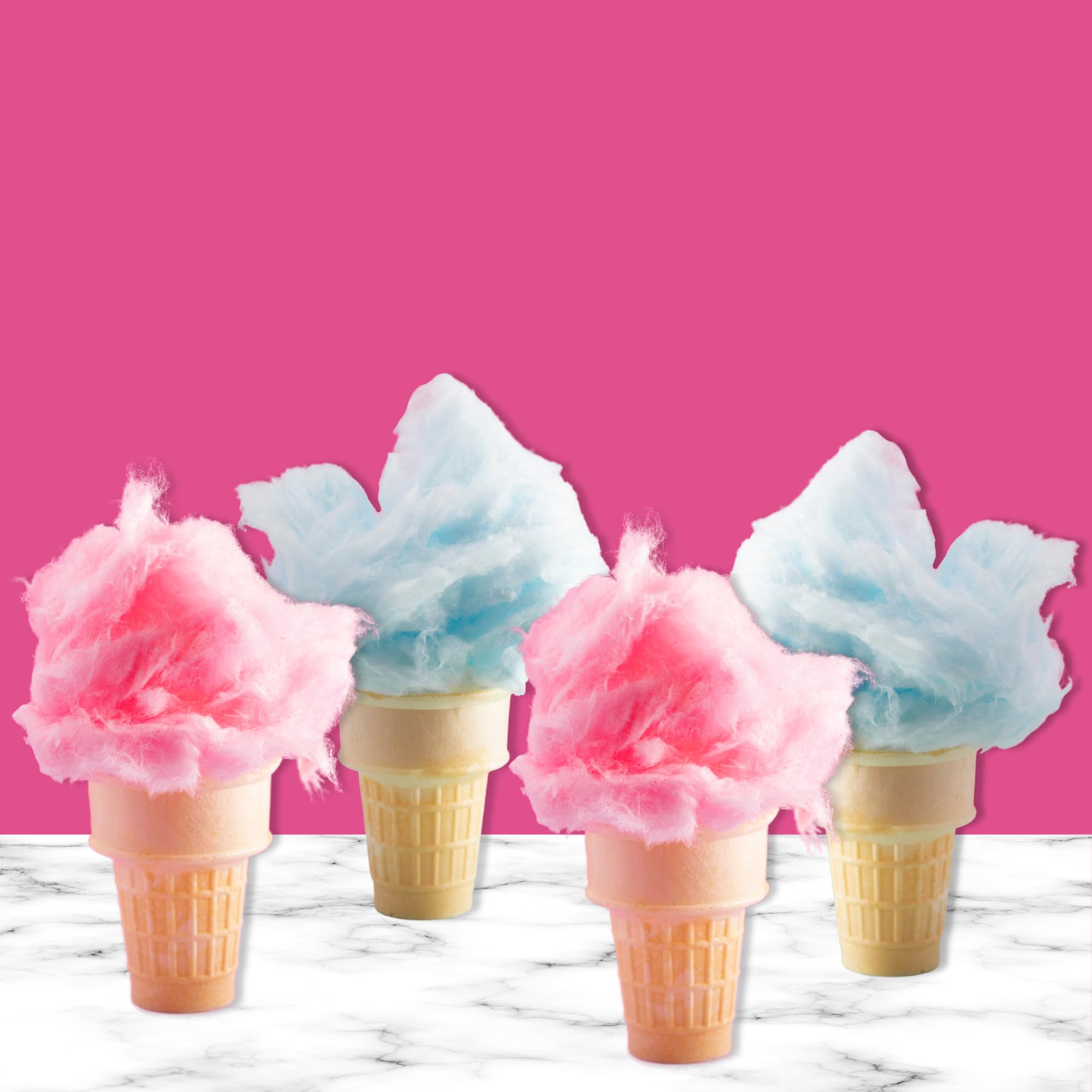 Strawberry and Raspberry Flavored Cotton Candy Mini Bites, Individually Packaged Party Favors, Swirl Sticker Included, 0.53 Ounces, (Pack of 4)