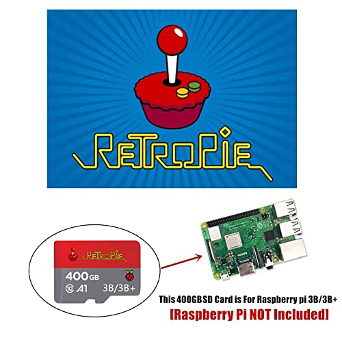 TAPDRA RetroPie SD Card 400GB for Raspberry Pi 3 B+ with 30000+ Games for 30+ Sytems Diyable Emulation Station Games Plug&Play