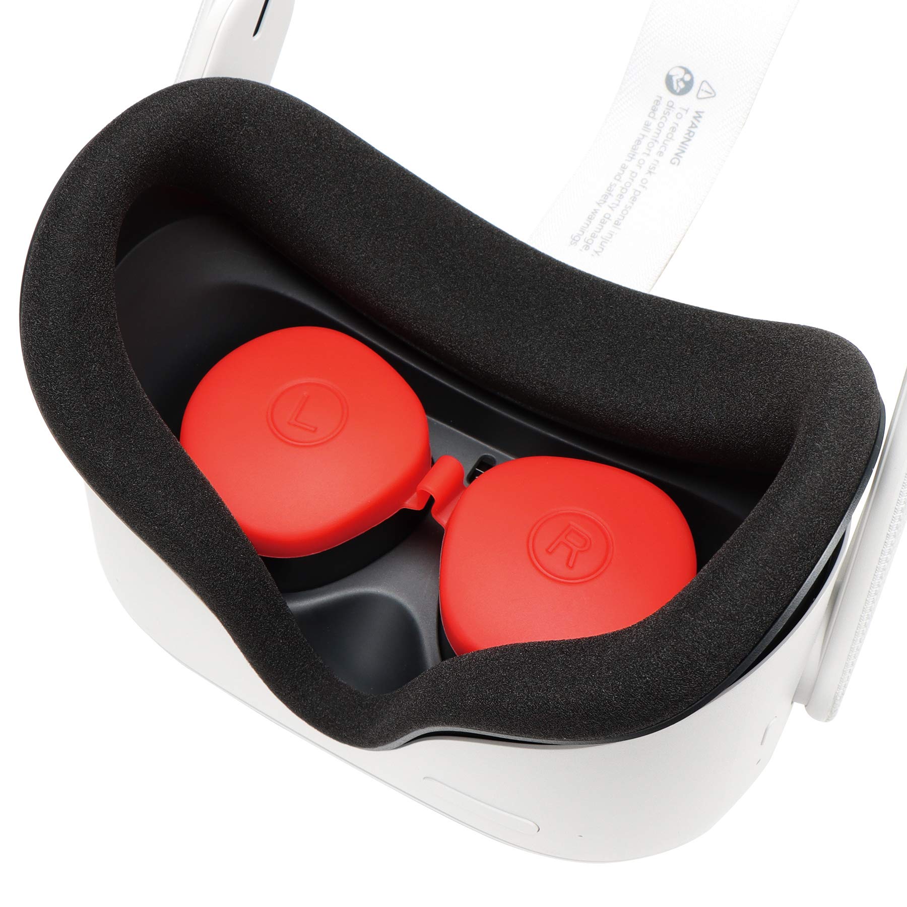 VR Headset Accessories for Oculus Quest 2, Touch Controller Grip Cover & VR Silicone face Cover & Protective Lens Cover Sweatproof Anti Collision Designed by X-Super Home (Red)