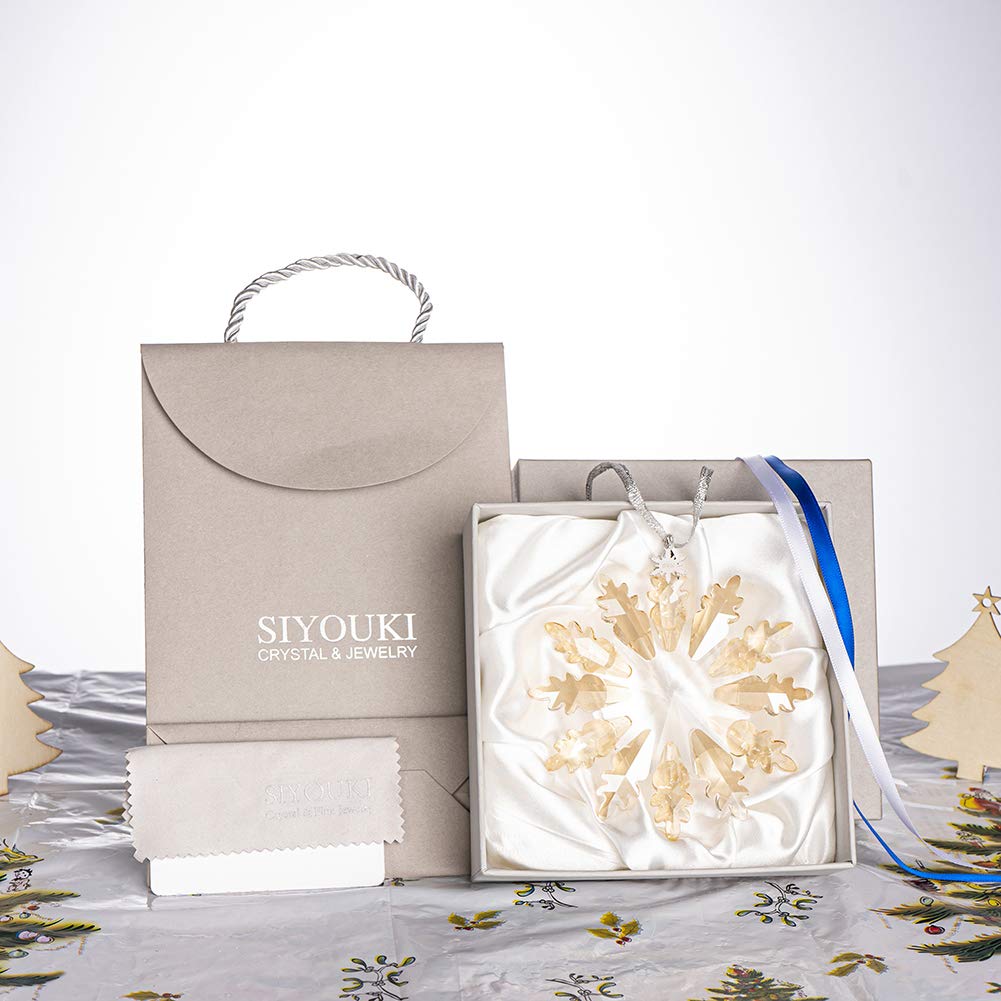 SIYOUKI Chrismats Gift Fantasy Elf Pendant, Crystal Snowflake Christmas Ornaments,Crystal Hanging Decorations (Gold)