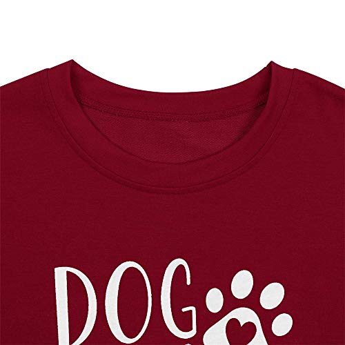 XLXZHYF Dog Mom Sweatshirt Dog Mama Shirt Pullover Dog Mom Sweater Long Sleeve Letter Print T Shirt Top,Red,XXL