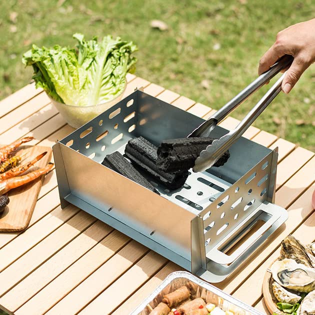Portable Charcoal Grills Mini Foldable BBQ Barbecue Grill Space-saving for Barbecue Camping, Travel, Garden, Outdoor,33cmx19.5cm