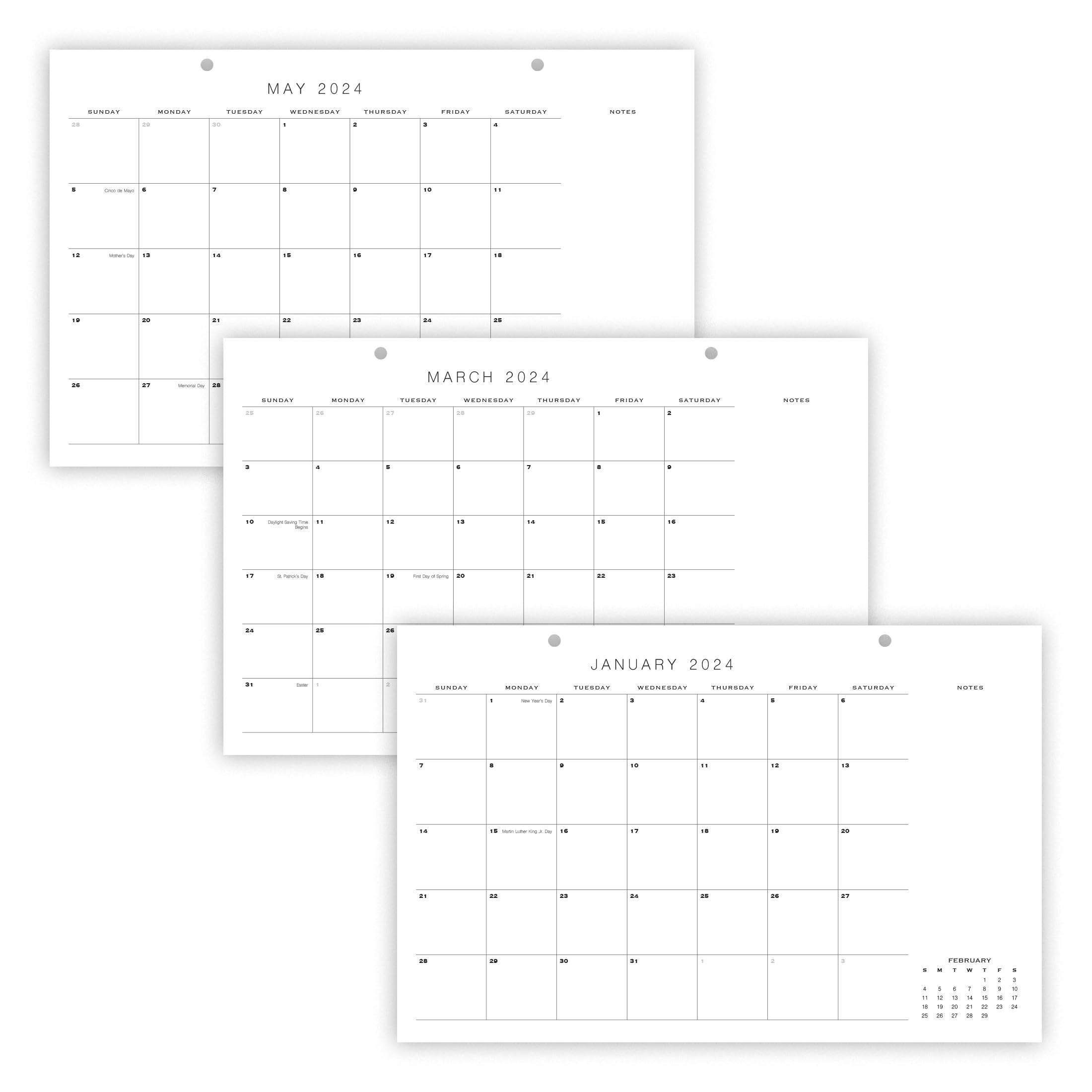 Simplified 2024 Desk Calendar - Runs From June 2023 Until December 2024 - Minimalistic Office Desktop/Wall Calendar 17"x11" for Easy Organizing